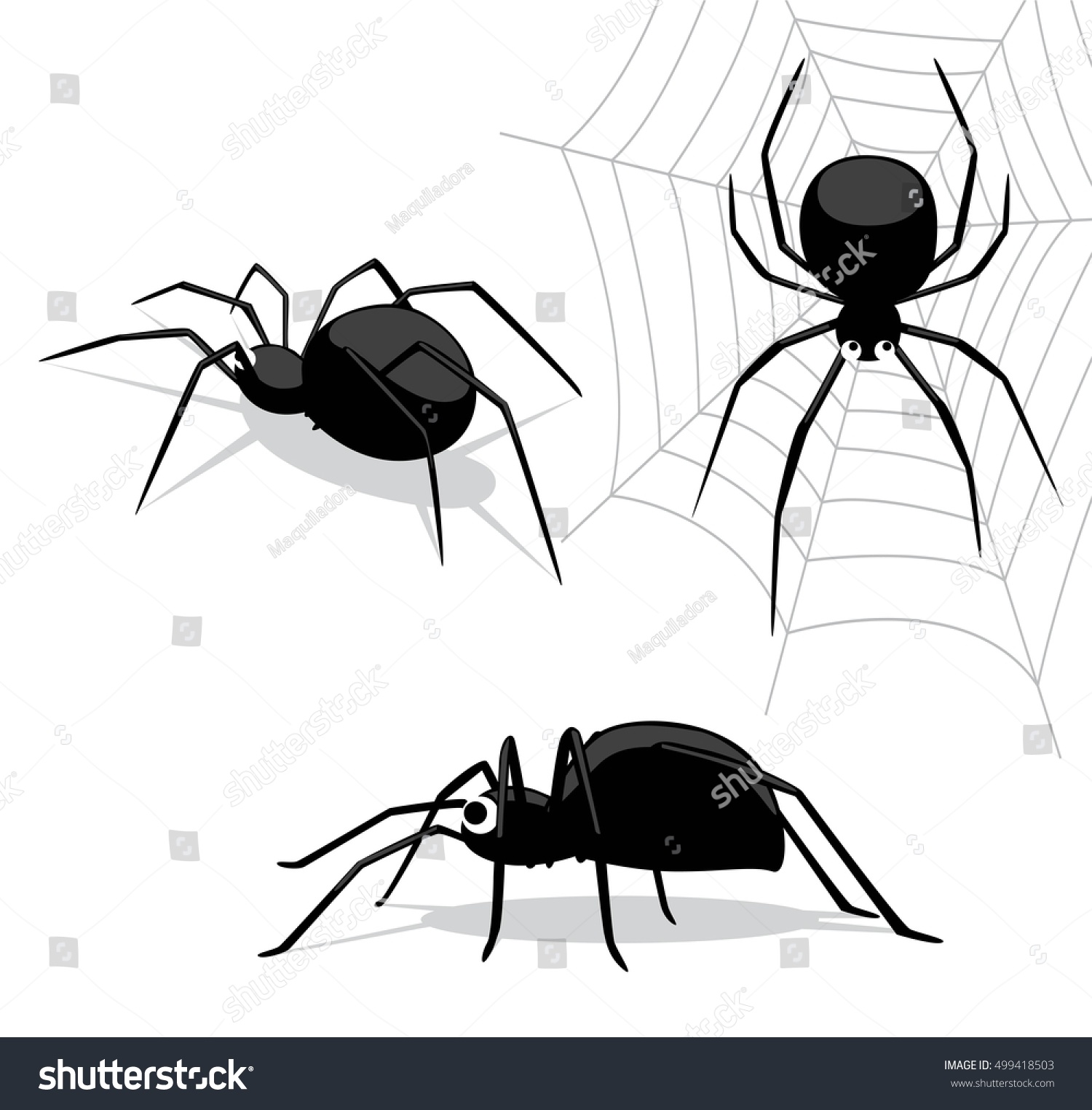 Cute Spider Poses Cartoon Vector Illustration Stock Vector (Royalty ...