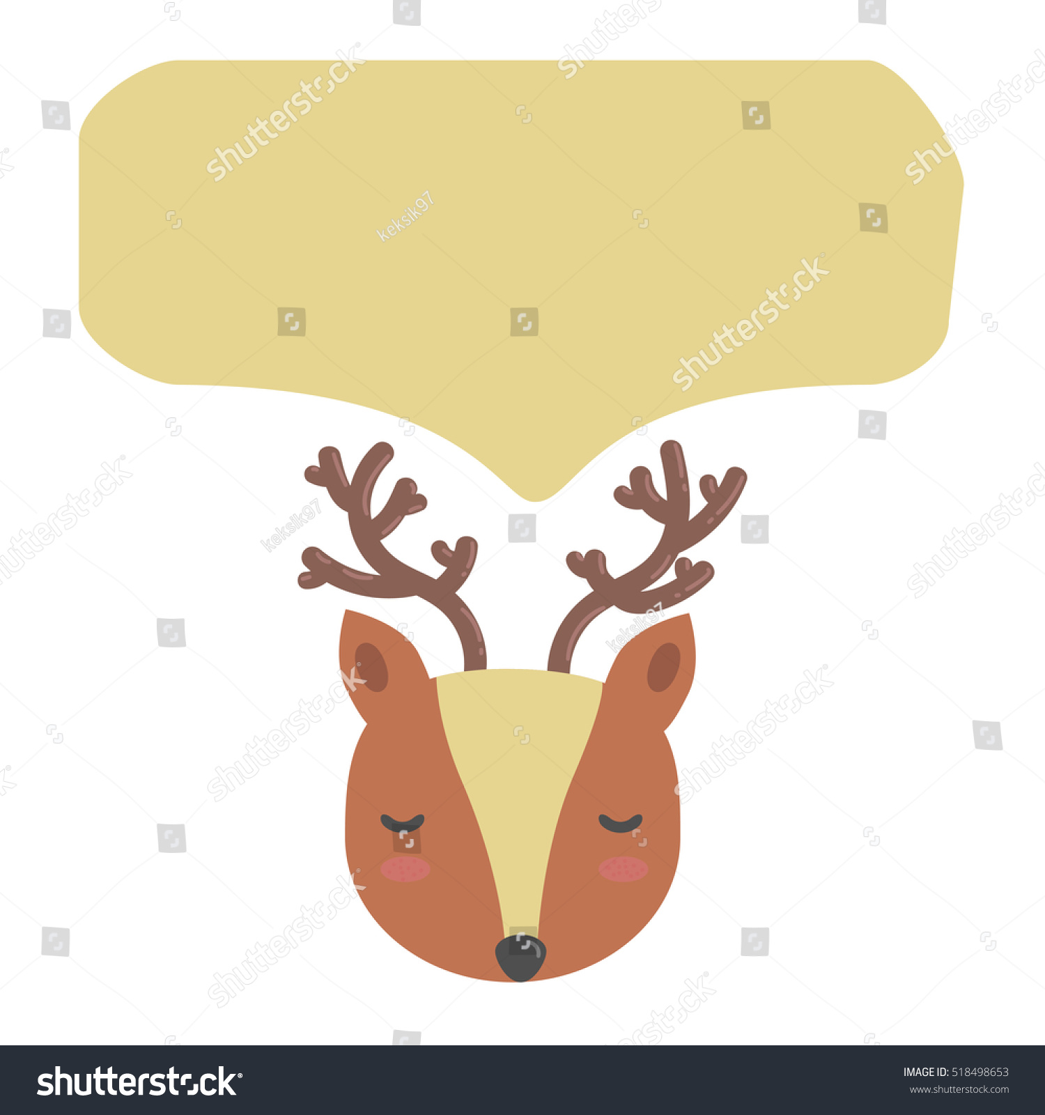 Cute Square Notes Cardcute Cartoon Deer Stock Vector (Royalty Free ...