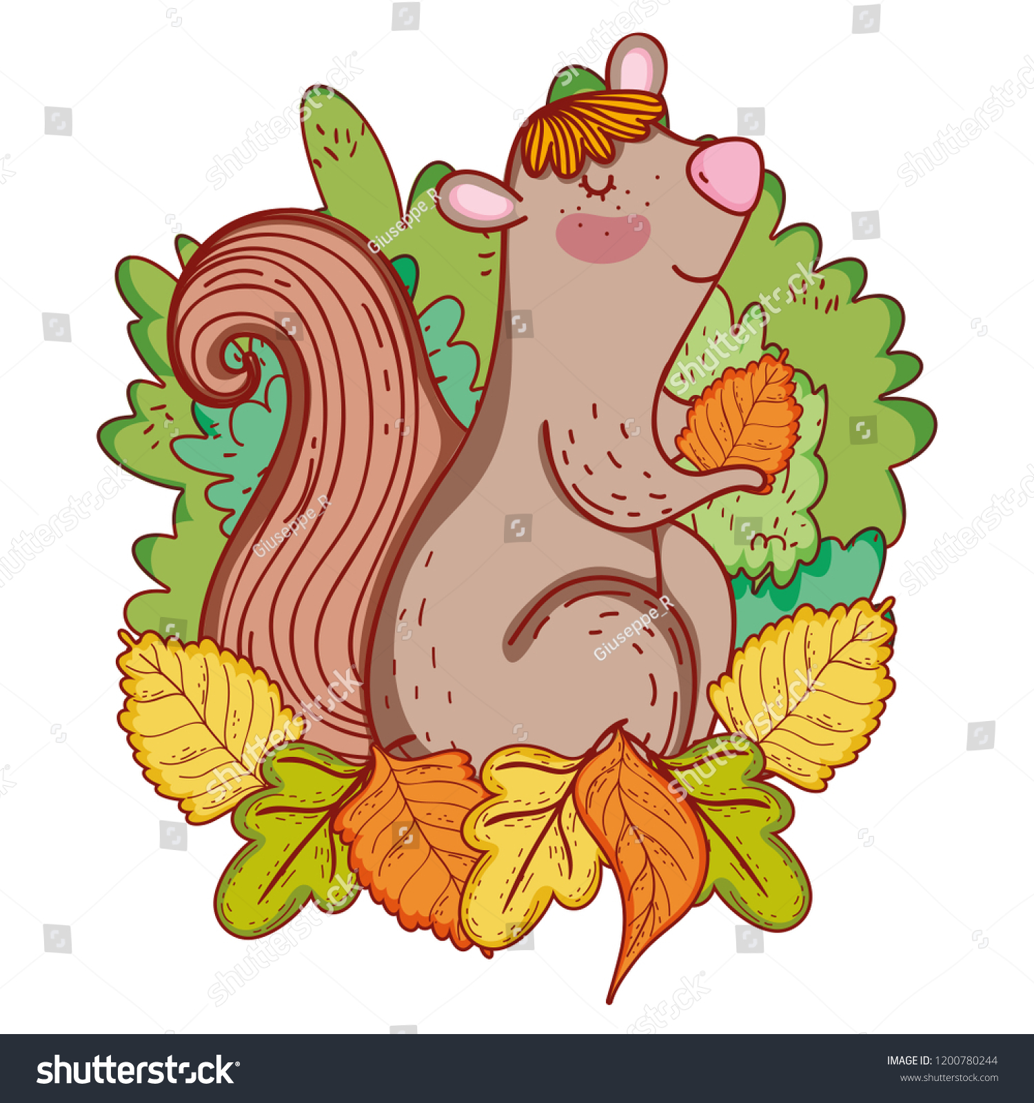 Cute Squirrel Cartoon Stock Vector (Royalty Free) 1200780244 | Shutterstock