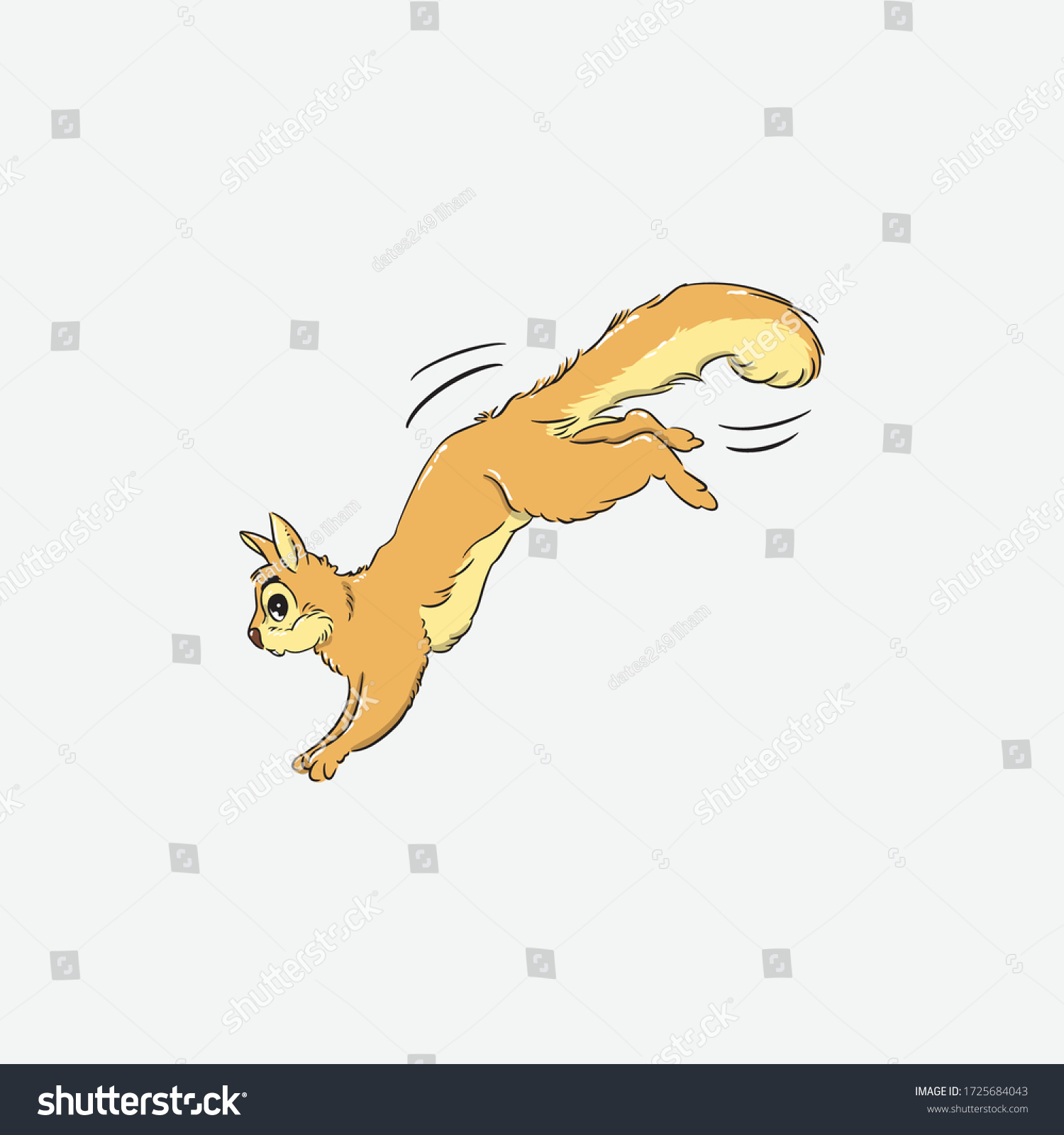 Cute Squirrel Jumping Hand Draw Vector Stock Vector (Royalty Free ...