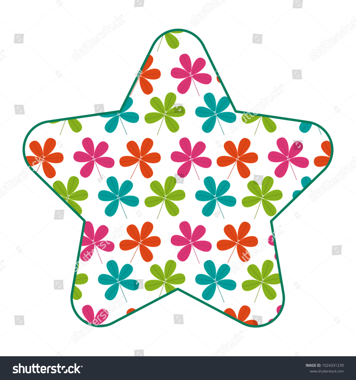 Cute Star Pattern Flower Stem Spring Stock Vector (Royalty Free ...