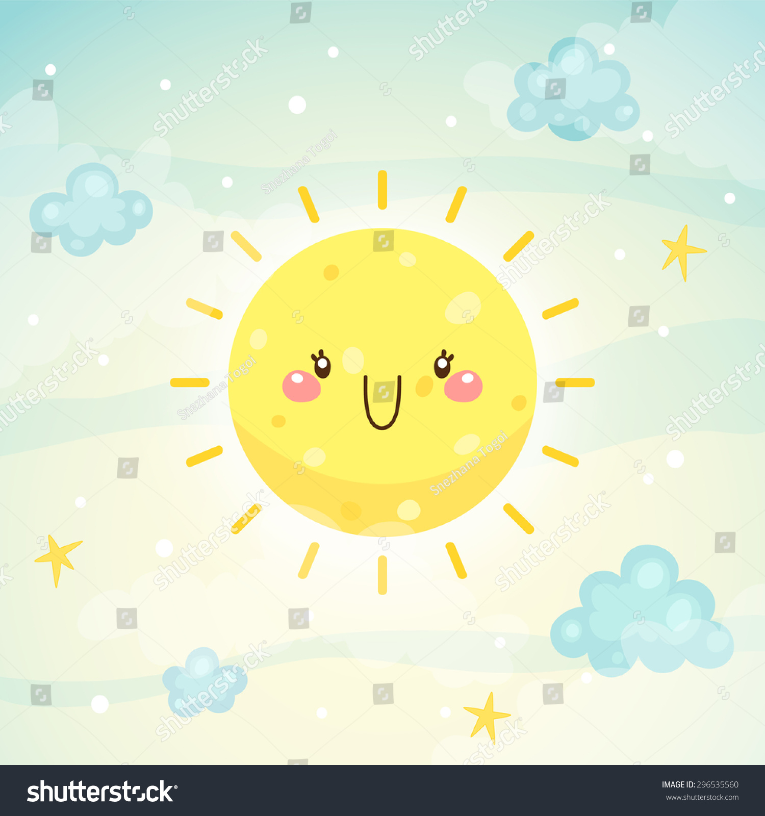 Cute Sun Childrens Illustration Simple Stylization Stock Vector ...