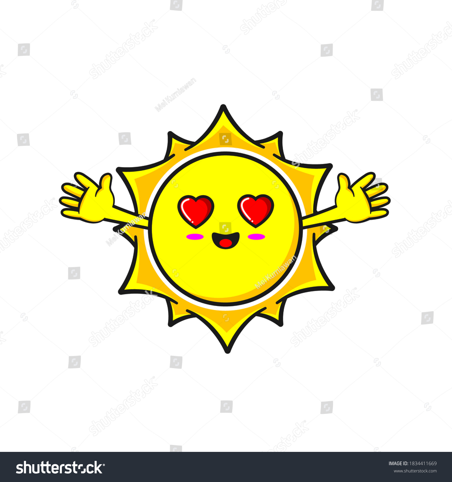 Cute Sun Hugging Vector Illustration Stock Vector (Royalty Free) 1834411669