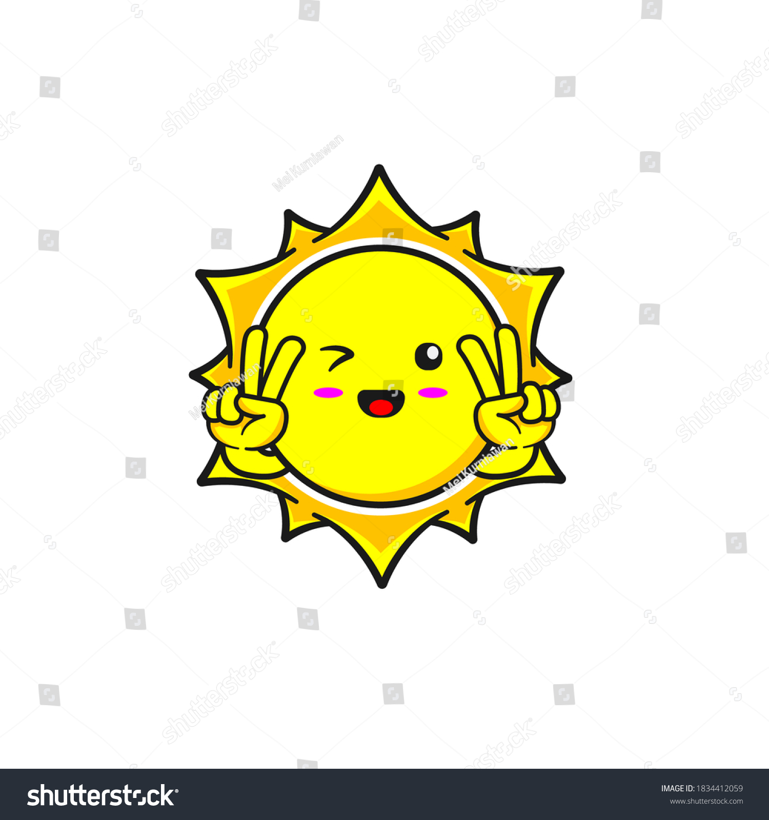 Cute Sun Peaceful Expression Vector Illustration Stock Vector (Royalty ...