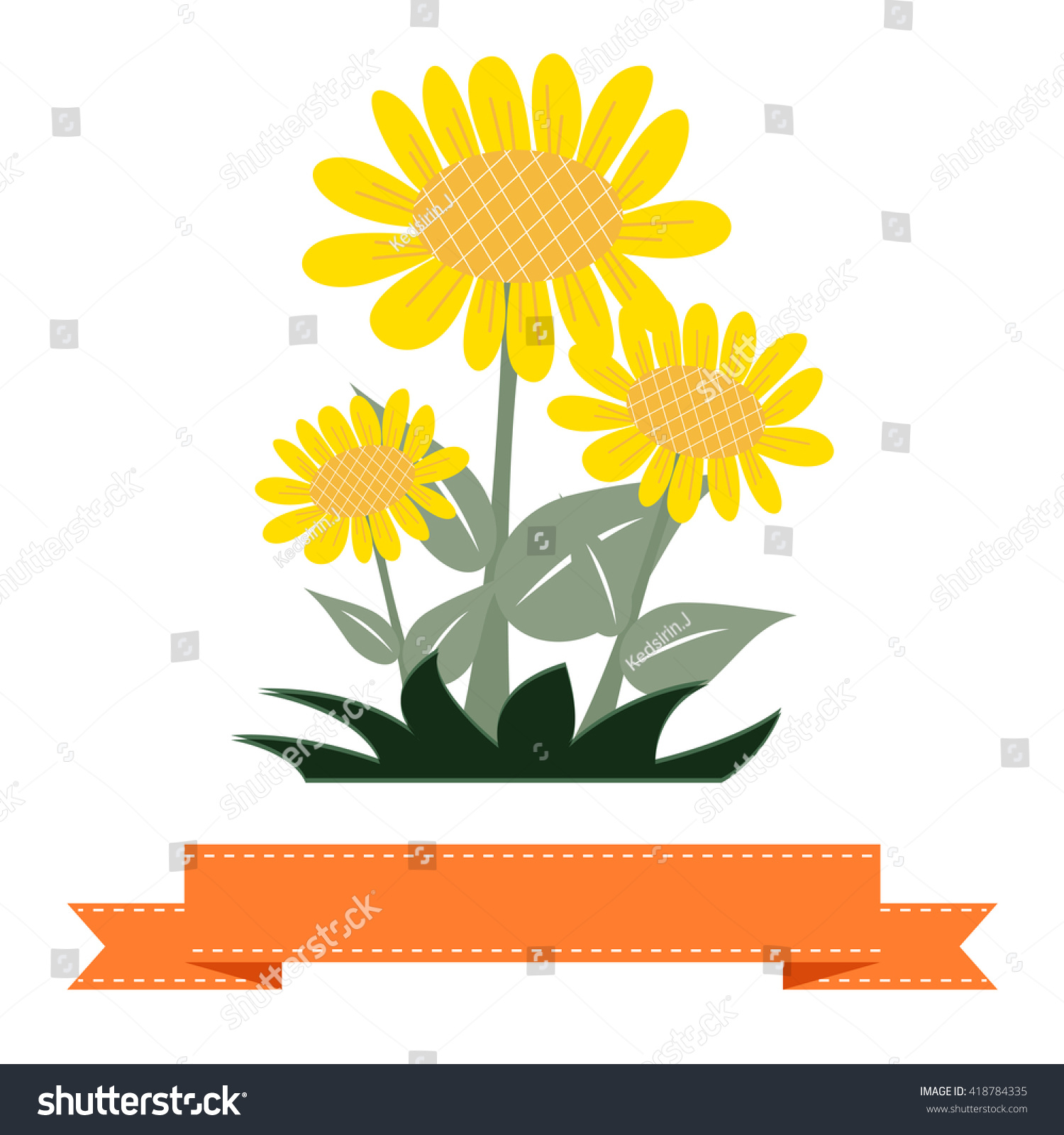 Cute Sunflower Cartoon Vector Stock Vector (Royalty Free) 418784335