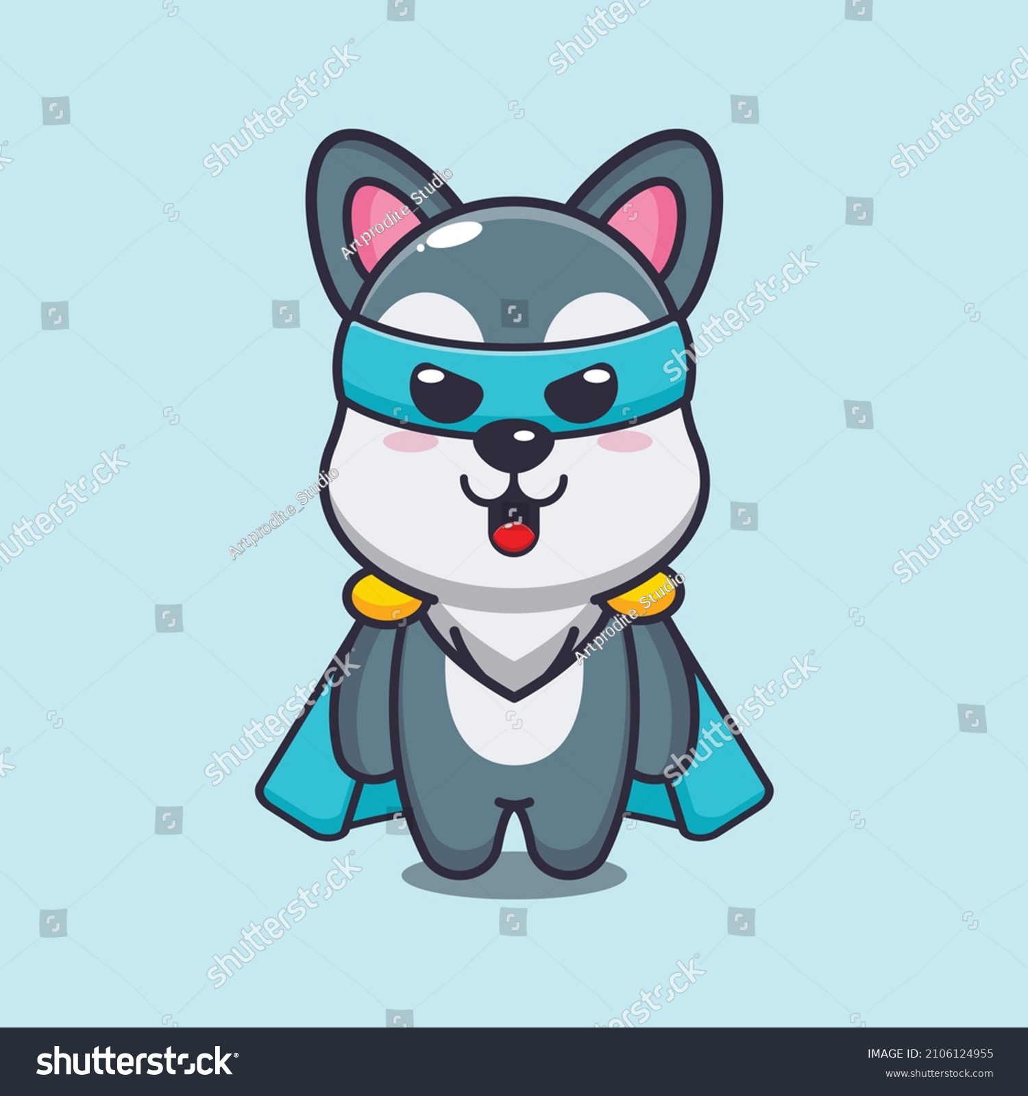 Cute Super Wolf Cartoon Vector Illustration Stock Vector (Royalty Free ...