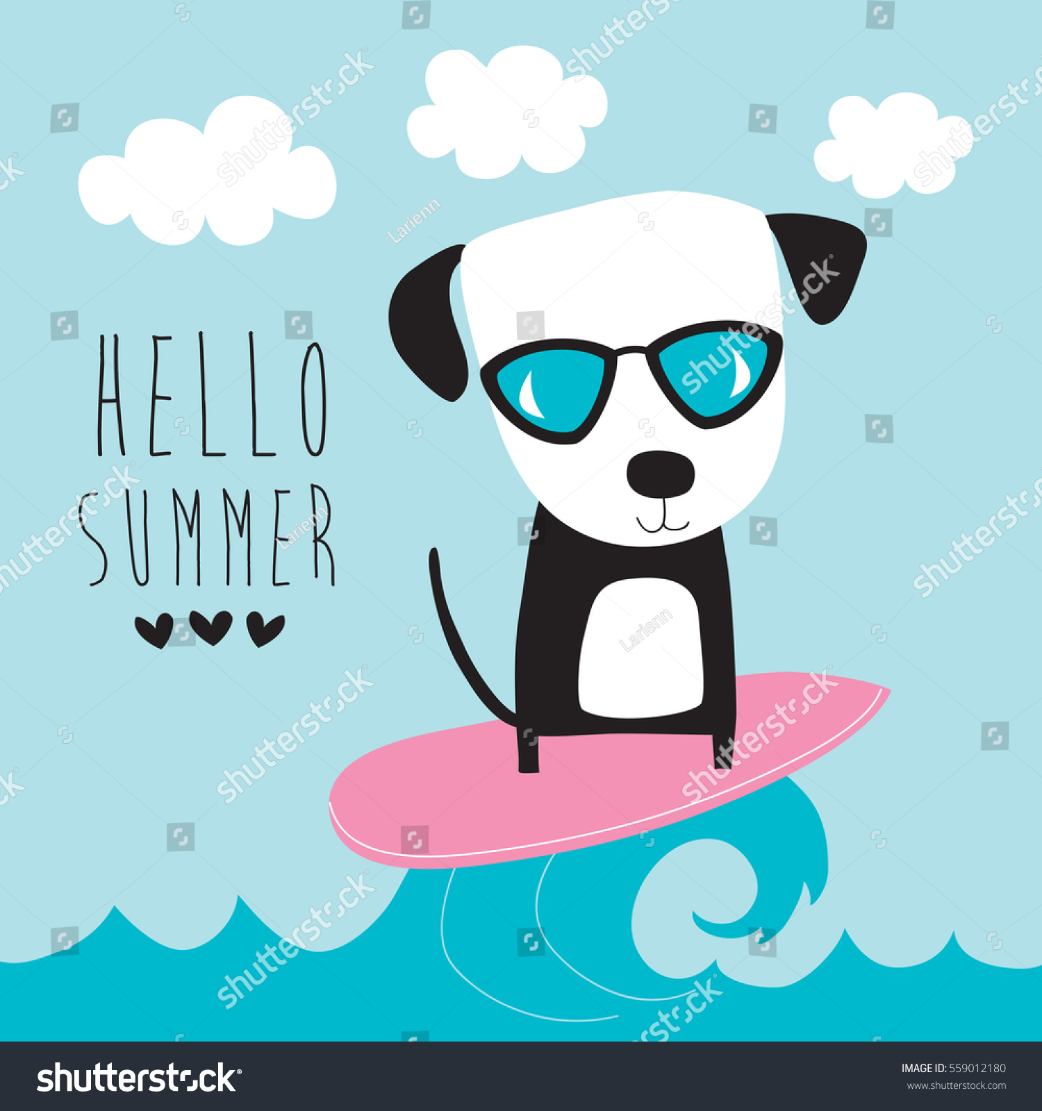 Cute Surf Dog Vector Illustration Stock Vector 559012180 - Shutterstock