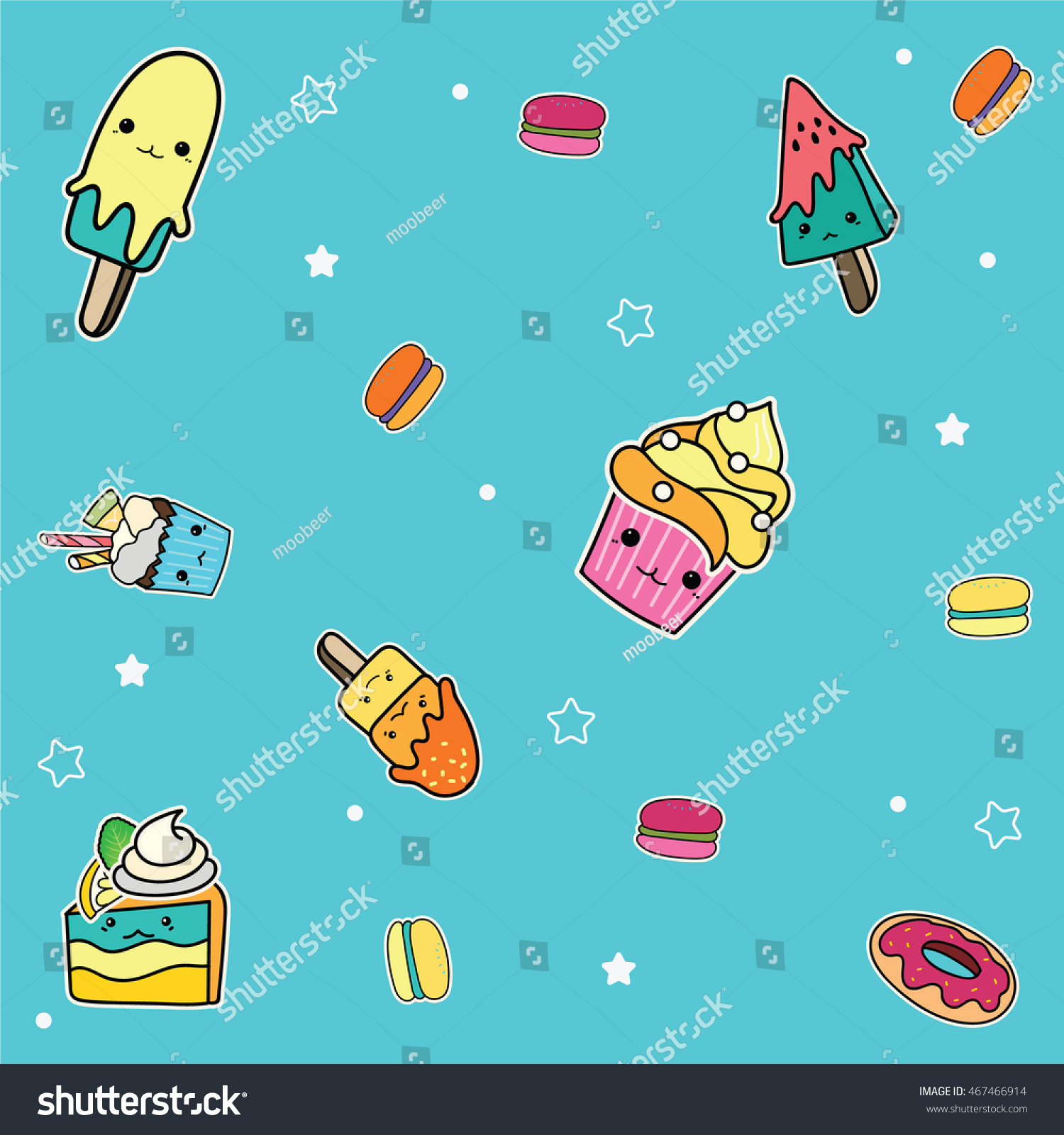Cute Sweets Cartoon Background Stock Vector (Royalty Free) 467466914