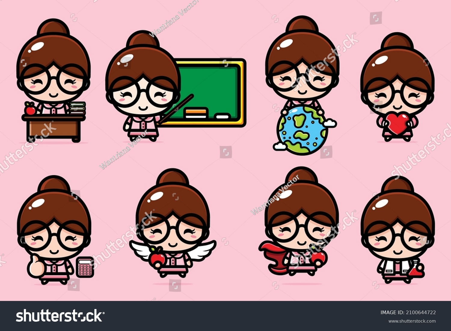 Cute Teacher Character Vector Design Stock Vector (Royalty Free ...