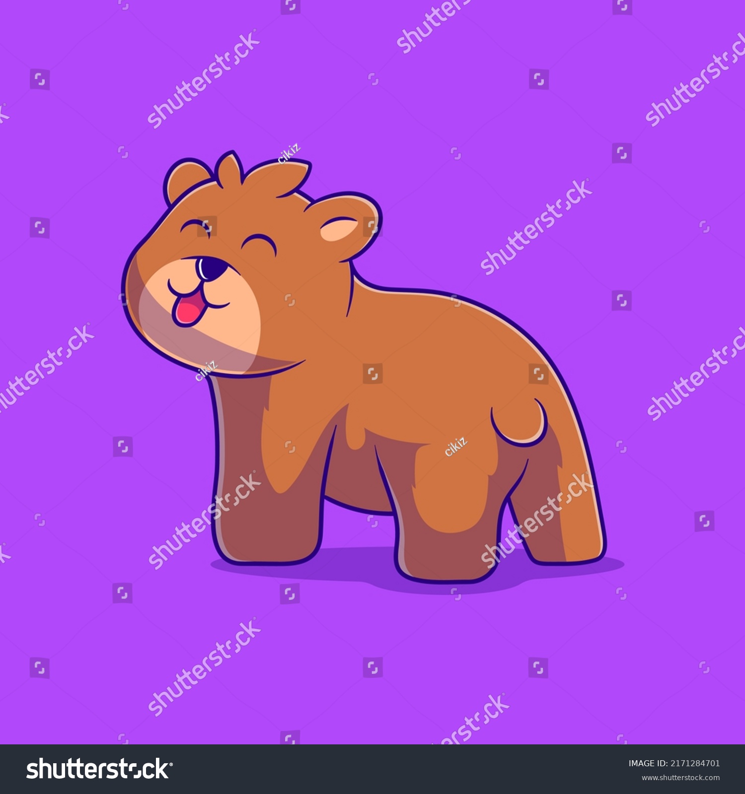 Cute Teasing Grizzly Bear Illustration Suitable Stock Vector Royalty Free 2171284701