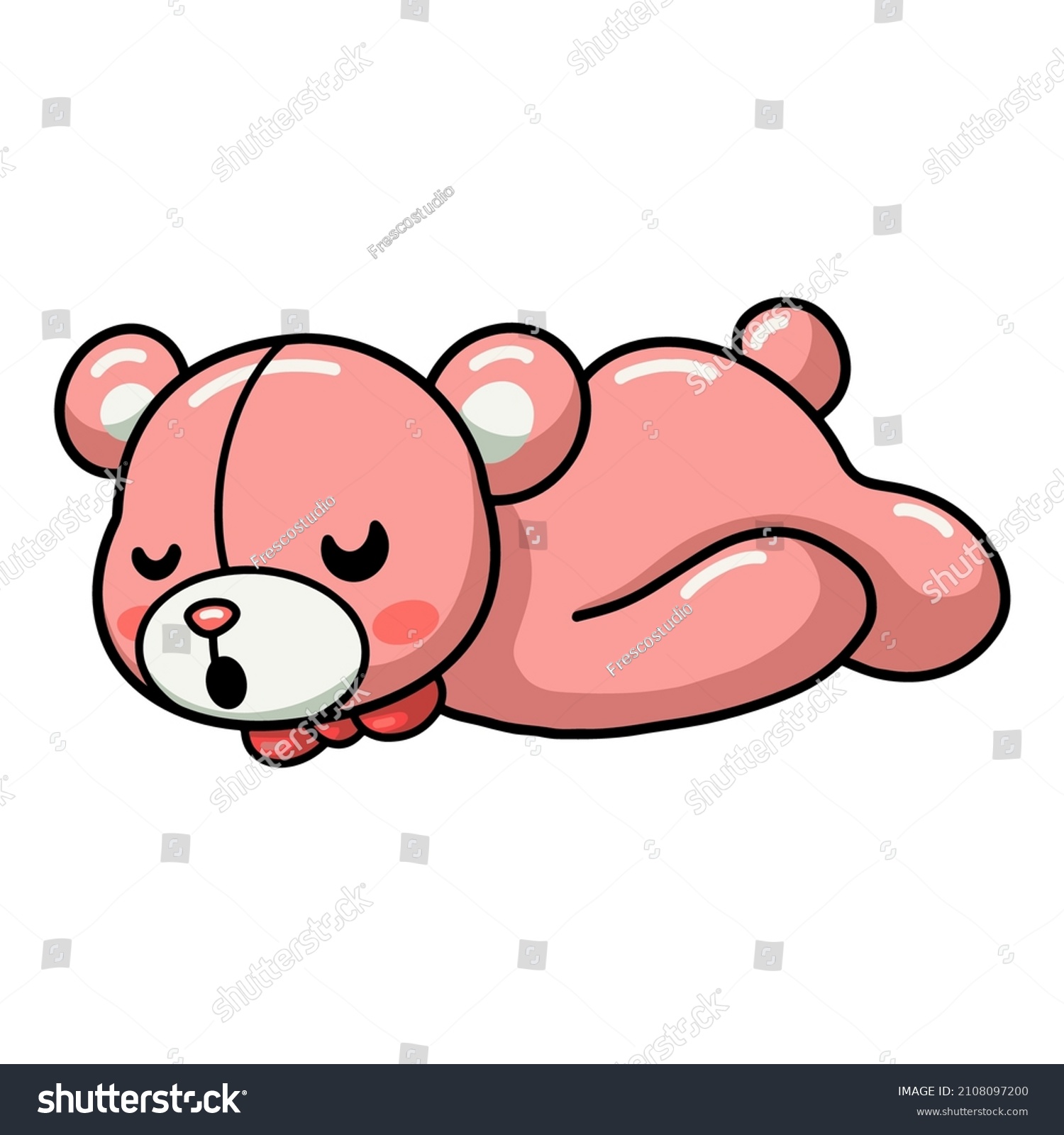 Cute Teddy Bear Cartoon Sleeping Stock Vector (Royalty Free) 2108097200 ...