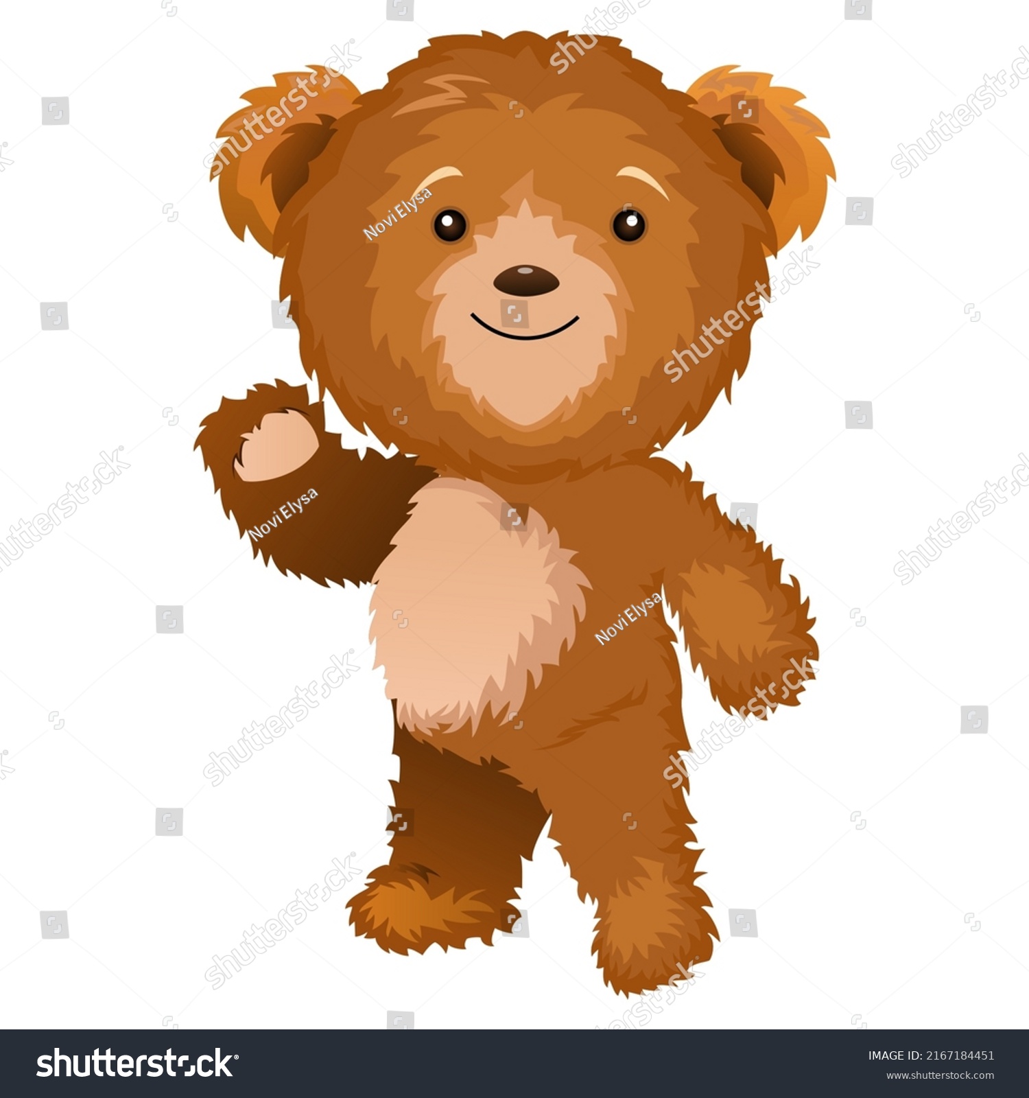 Cute Teddy Bear Waving Hand Stock Vector (Royalty Free) 2167184451 ...