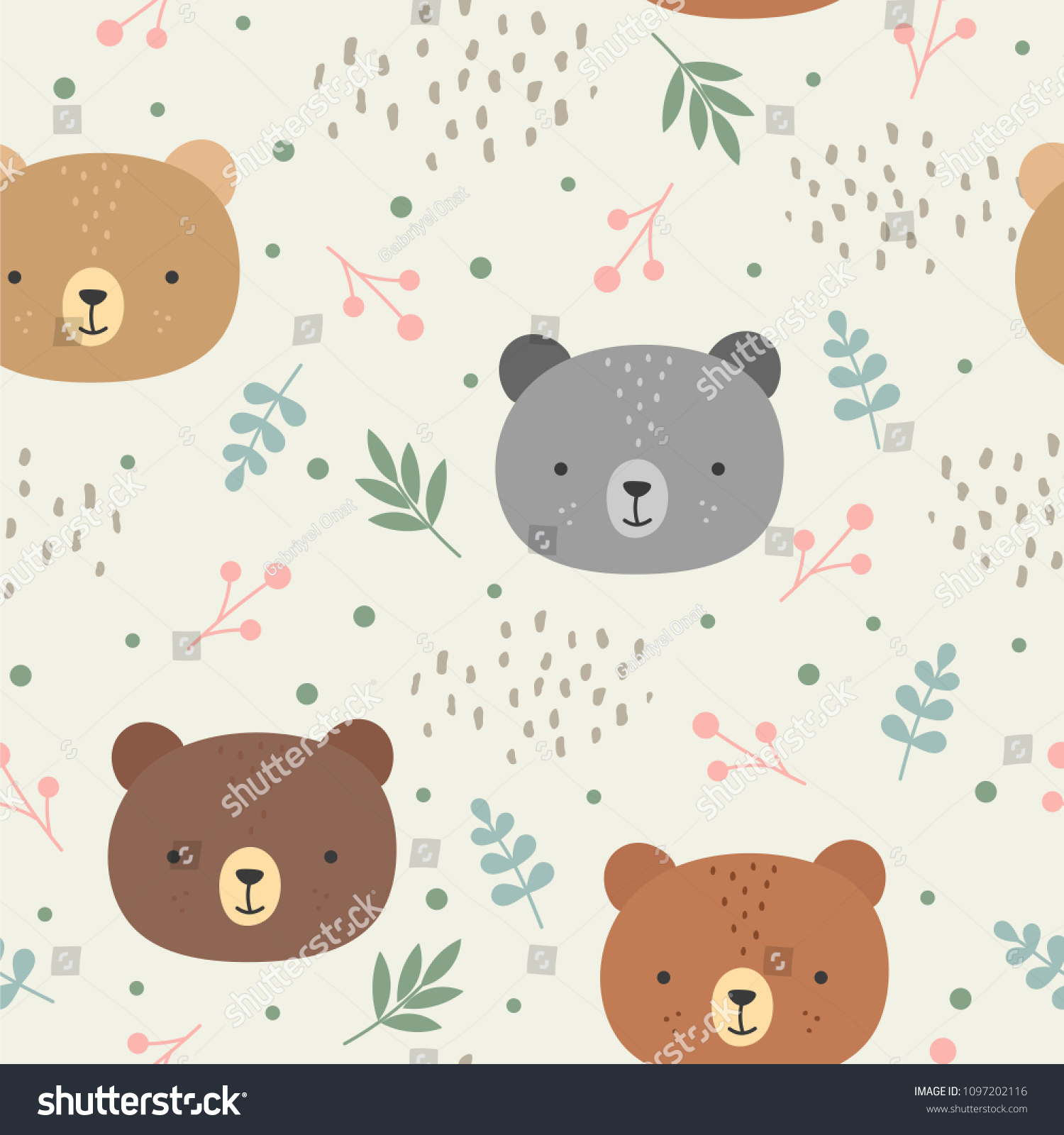 Cute Teddy Bears Background Seamless Pattern Stock Vector (Royalty Free ...