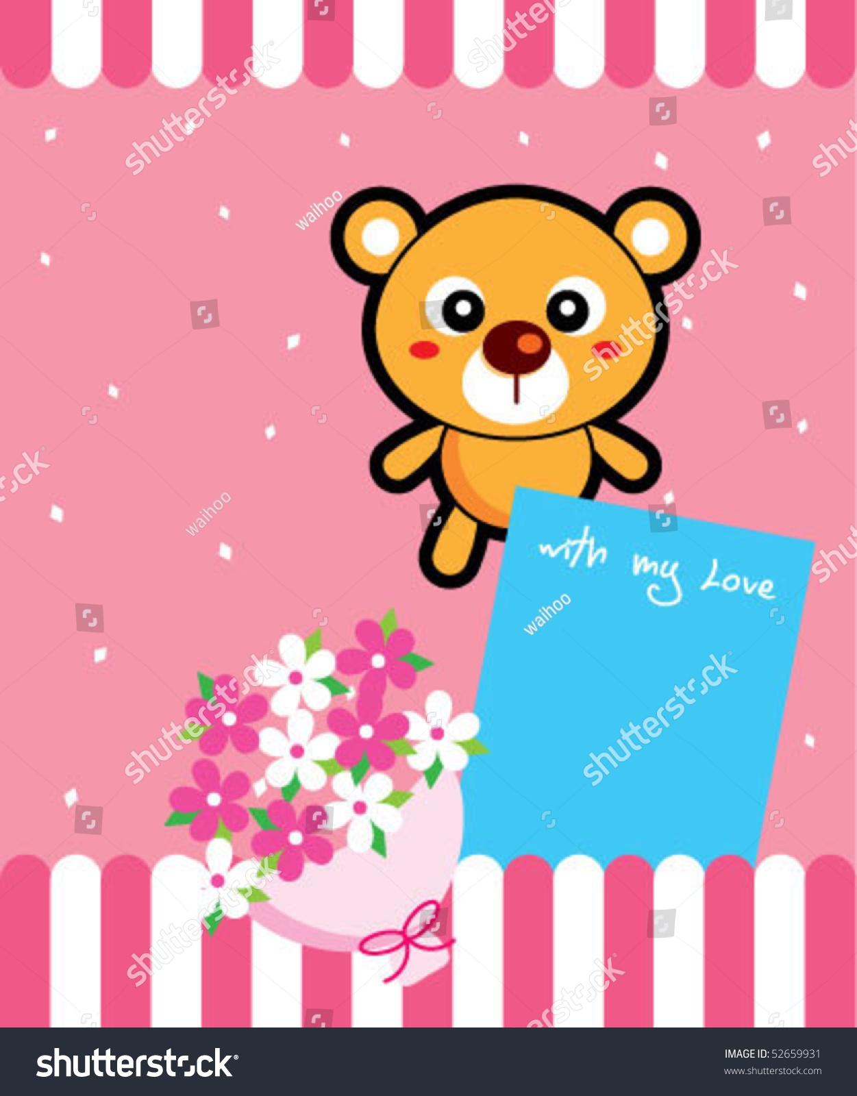 Cute Teddy Flower Tag Stock Vector (Royalty Free) 52659931 | Shutterstock