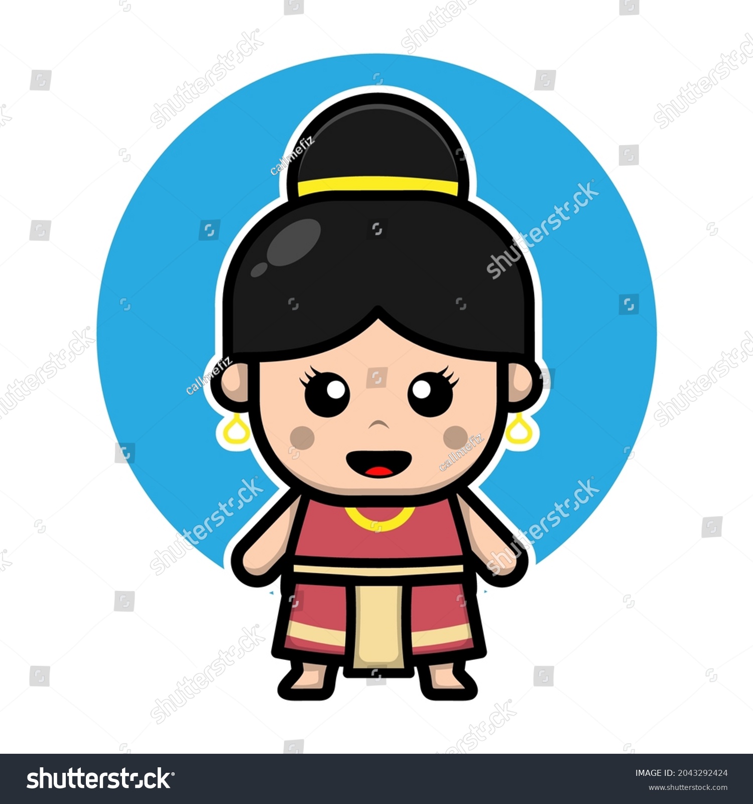 Cute Thai Girl Cartoon Vector Icon Stock Vector Royalty Free 2043292424
