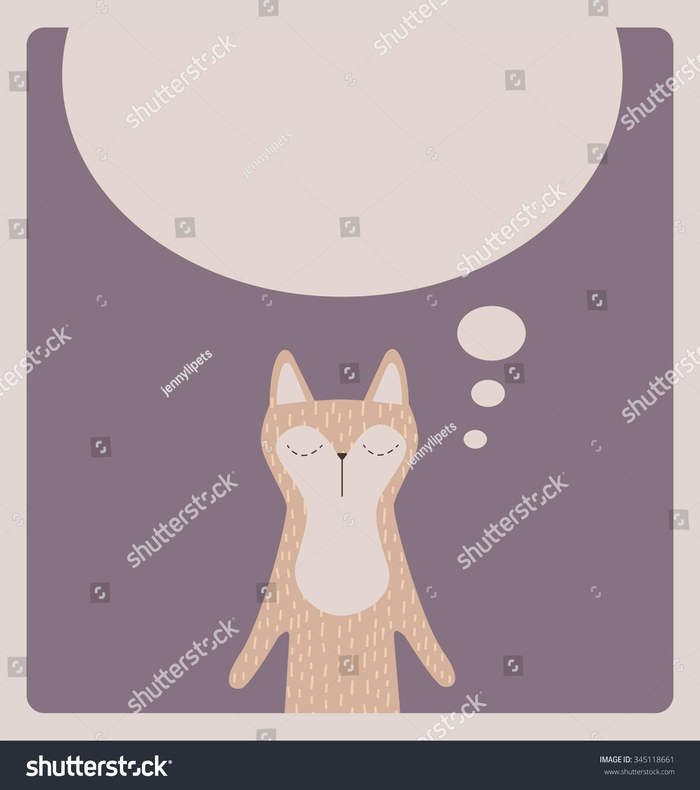 Cute Thinking Cat Card Design Vector Stock Vector (Royalty Free ...
