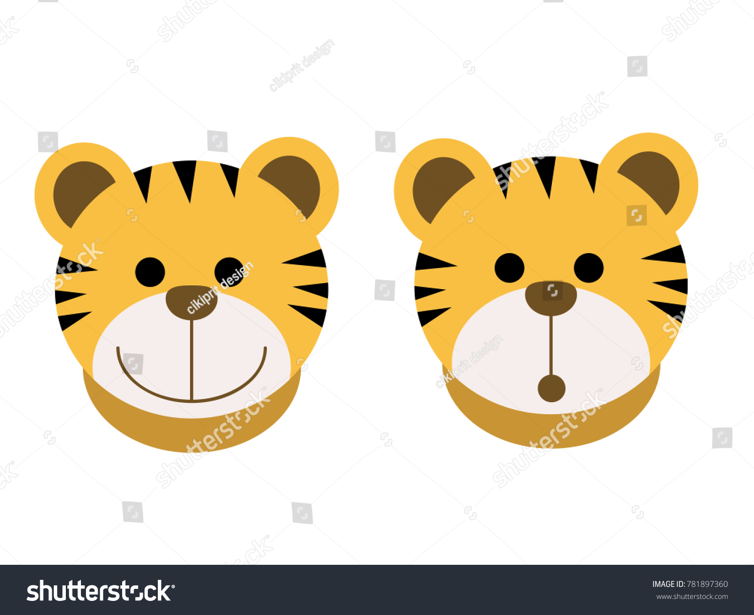 Cute Tiger Head Design Stock Vector (Royalty Free) 781897360 | Shutterstock