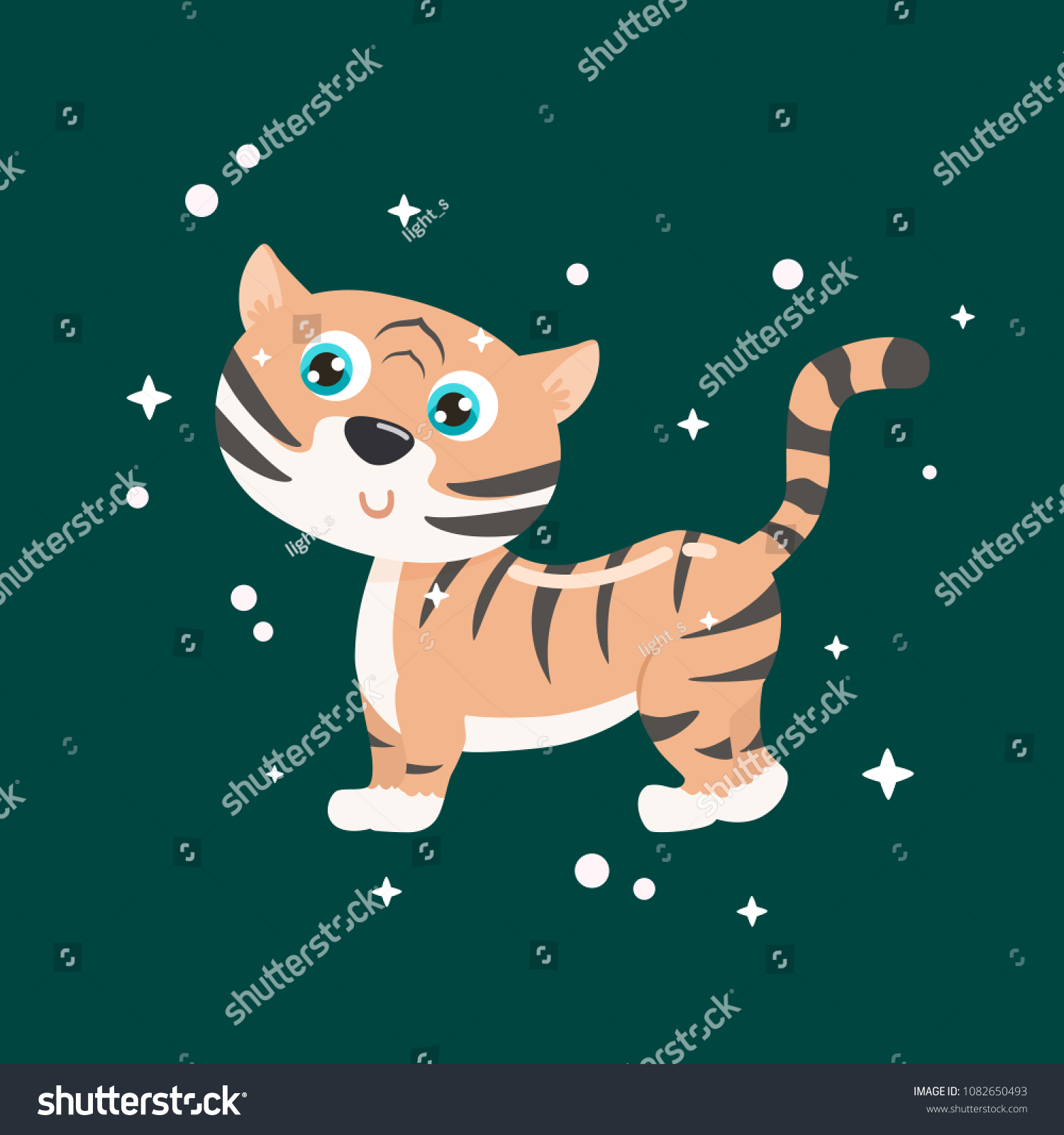 Cute Tiger Vector Illustration Flat Design Stock Vector (Royalty Free ...