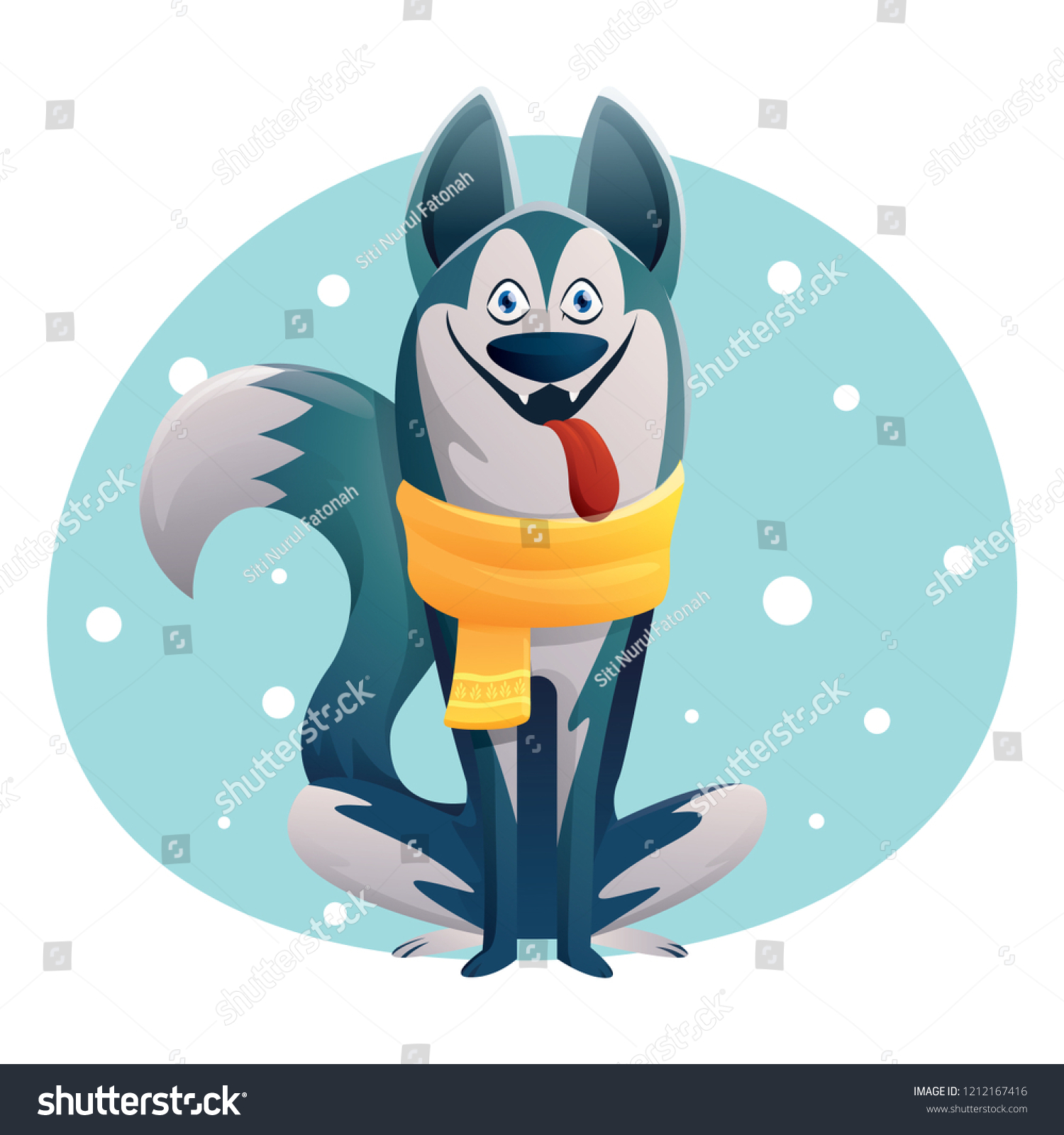 Cute Timber Wolf Character Design Stock Vector (Royalty Free) 1212167416