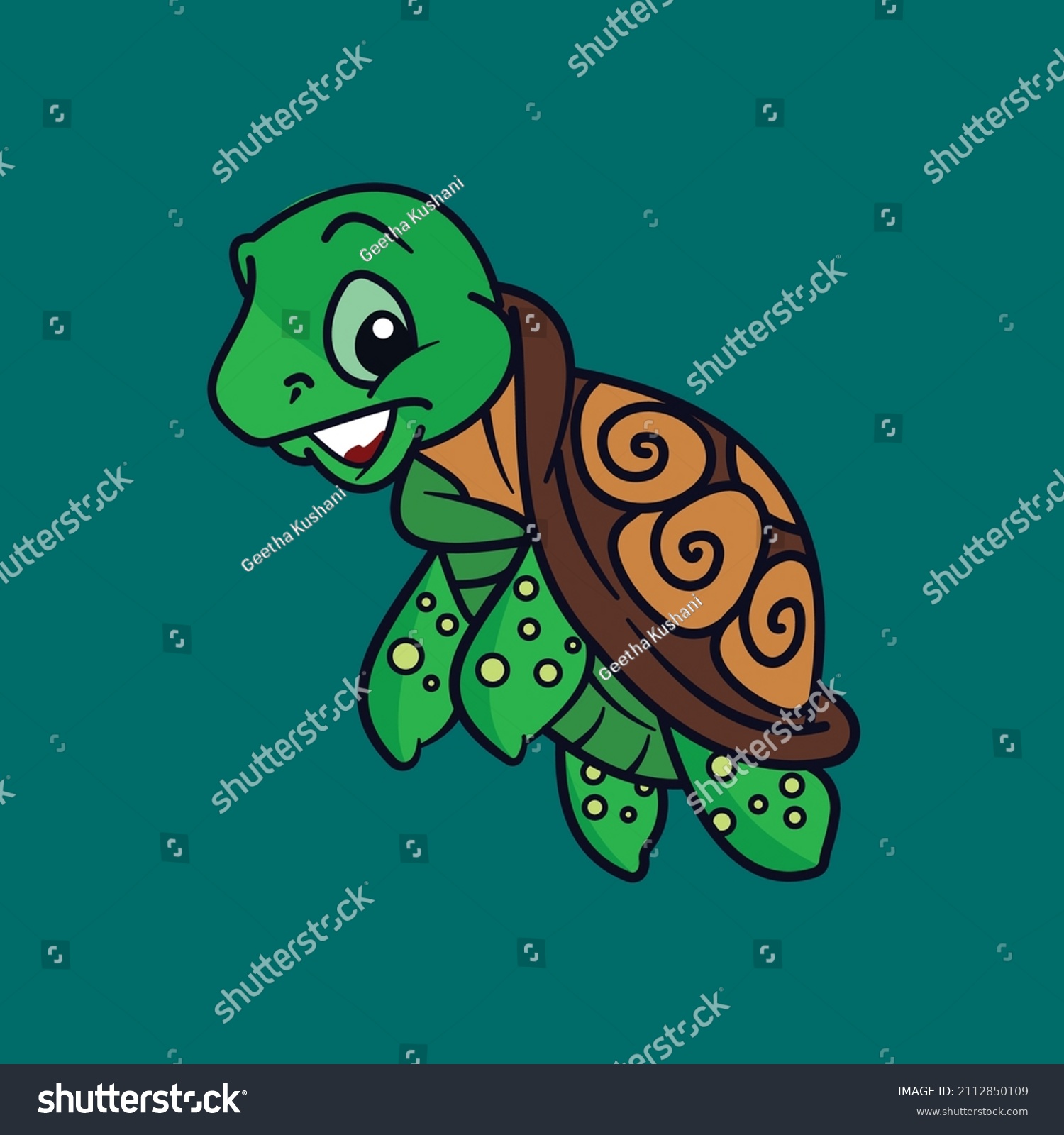Cute Tortoise Vector Art Design Stock Vector (Royalty Free) 2112850109