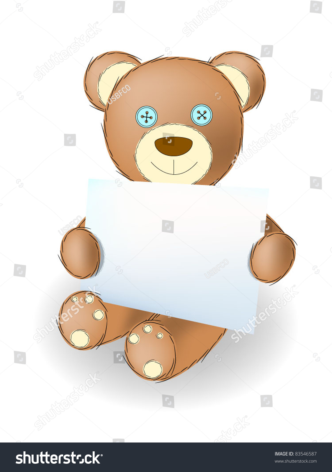 Cute Toy Bear Empty Blank Your Stock Vector (Royalty Free) 83546587 ...