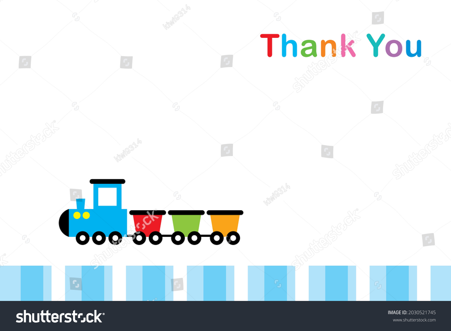 Cute Train Thank You Vector Stock Vector (Royalty Free) 2030521745