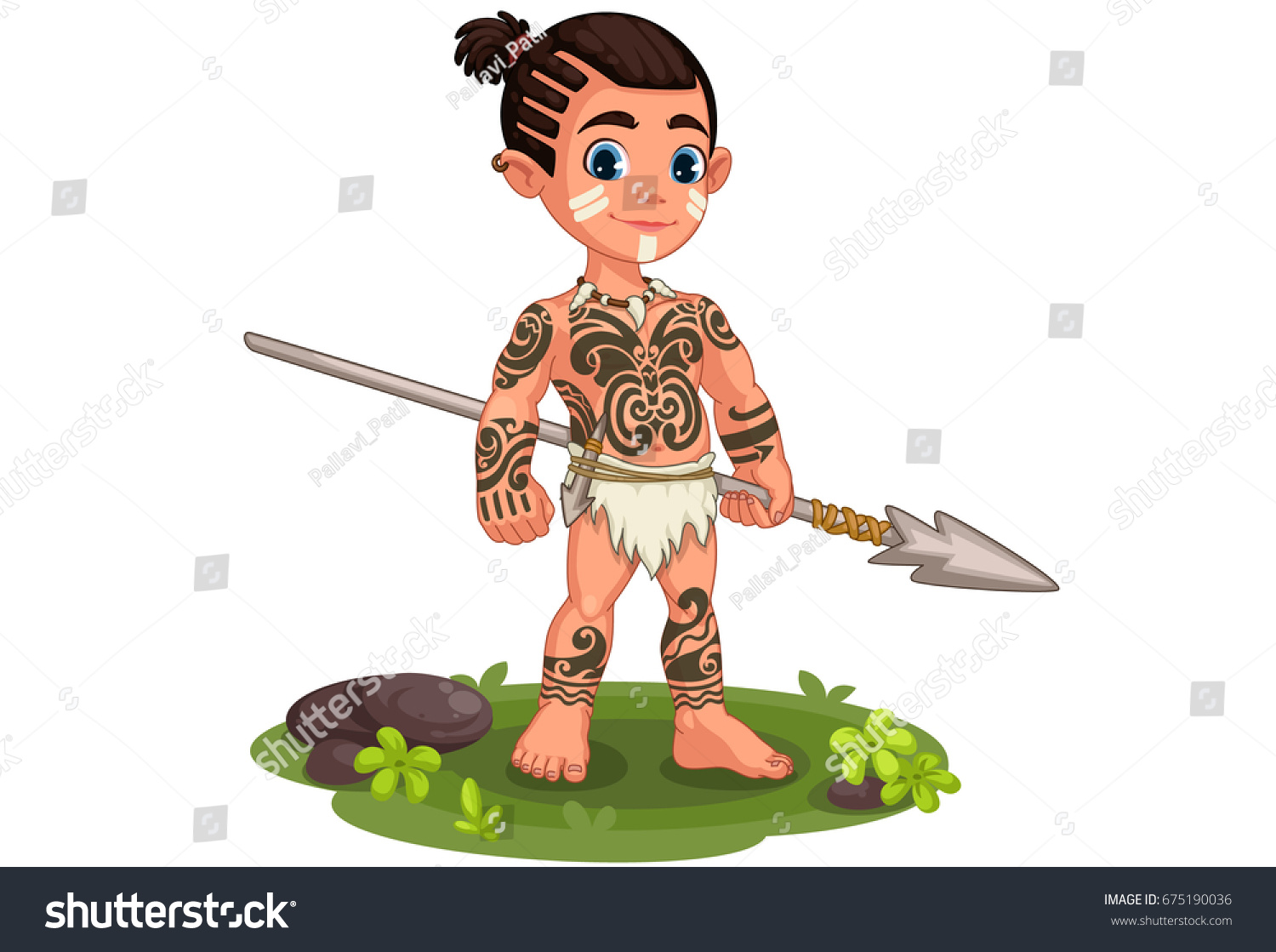 Cute Tribal Boy Standing Vector Illustration Stock Vector (Royalty Free ...