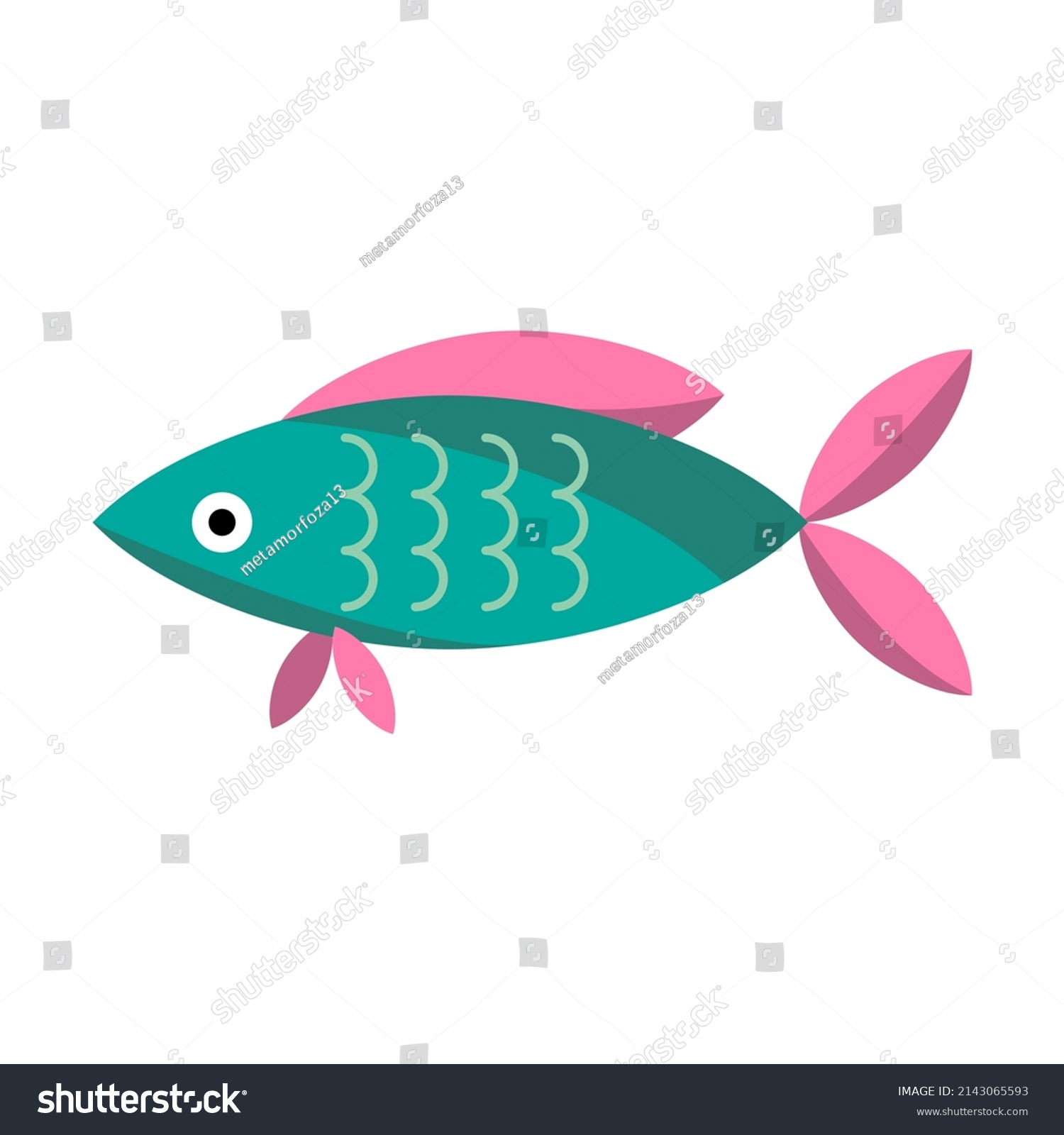Cute Turquoise Fish Vector Illustration Stock Vector (Royalty Free ...