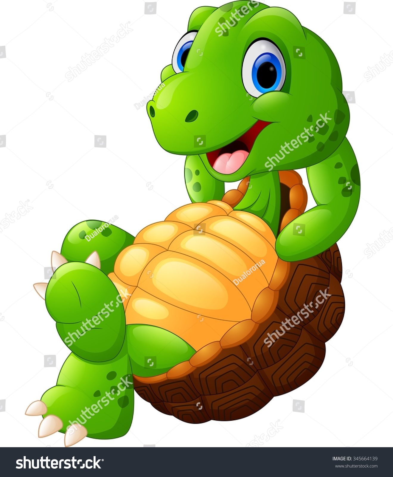 Cute Turtle Cartoon Posing Stock Vector (Royalty Free) 345664139 ...
