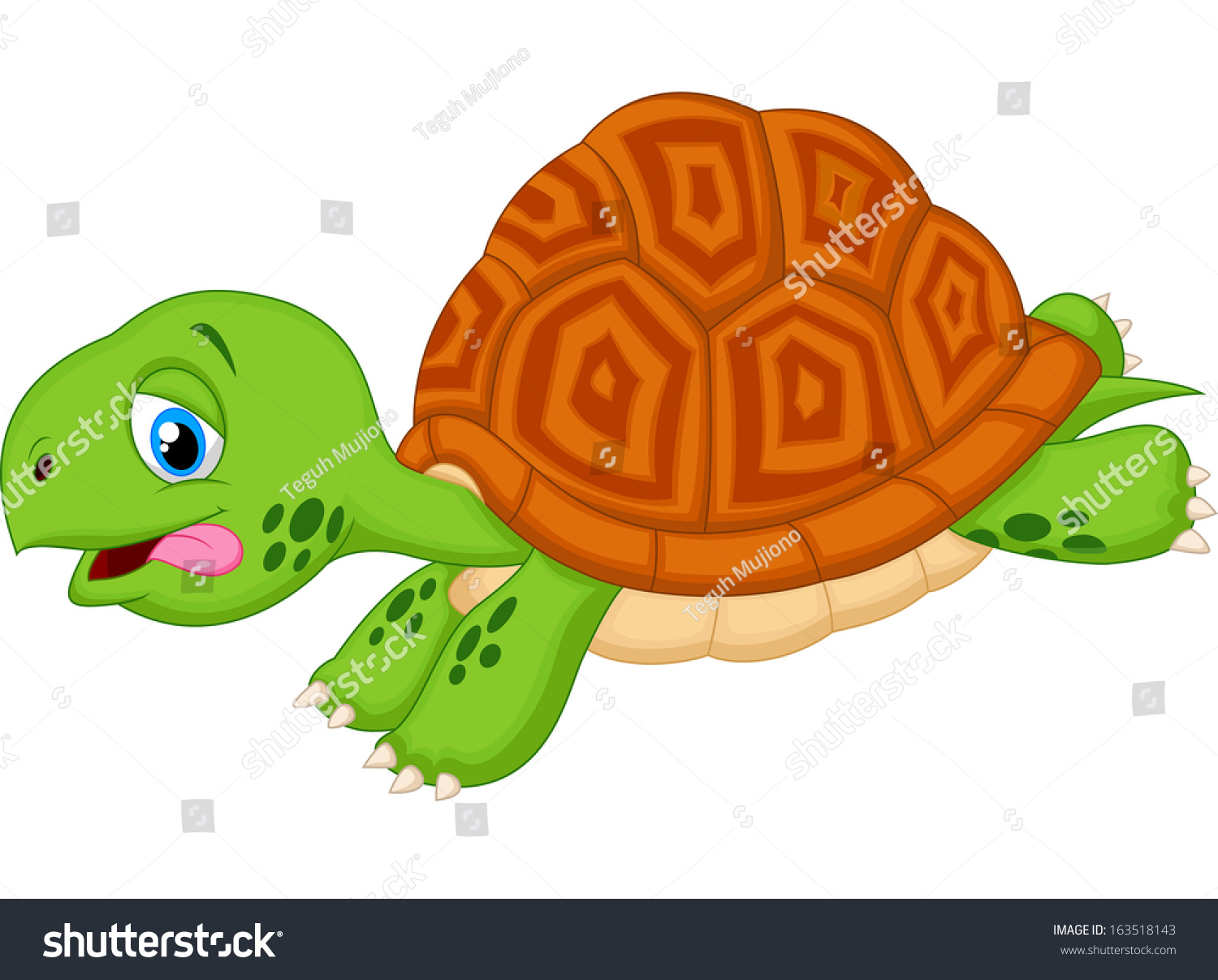 Cute Turtle Cartoon Running Stock Vector Illustration 163518143 ...