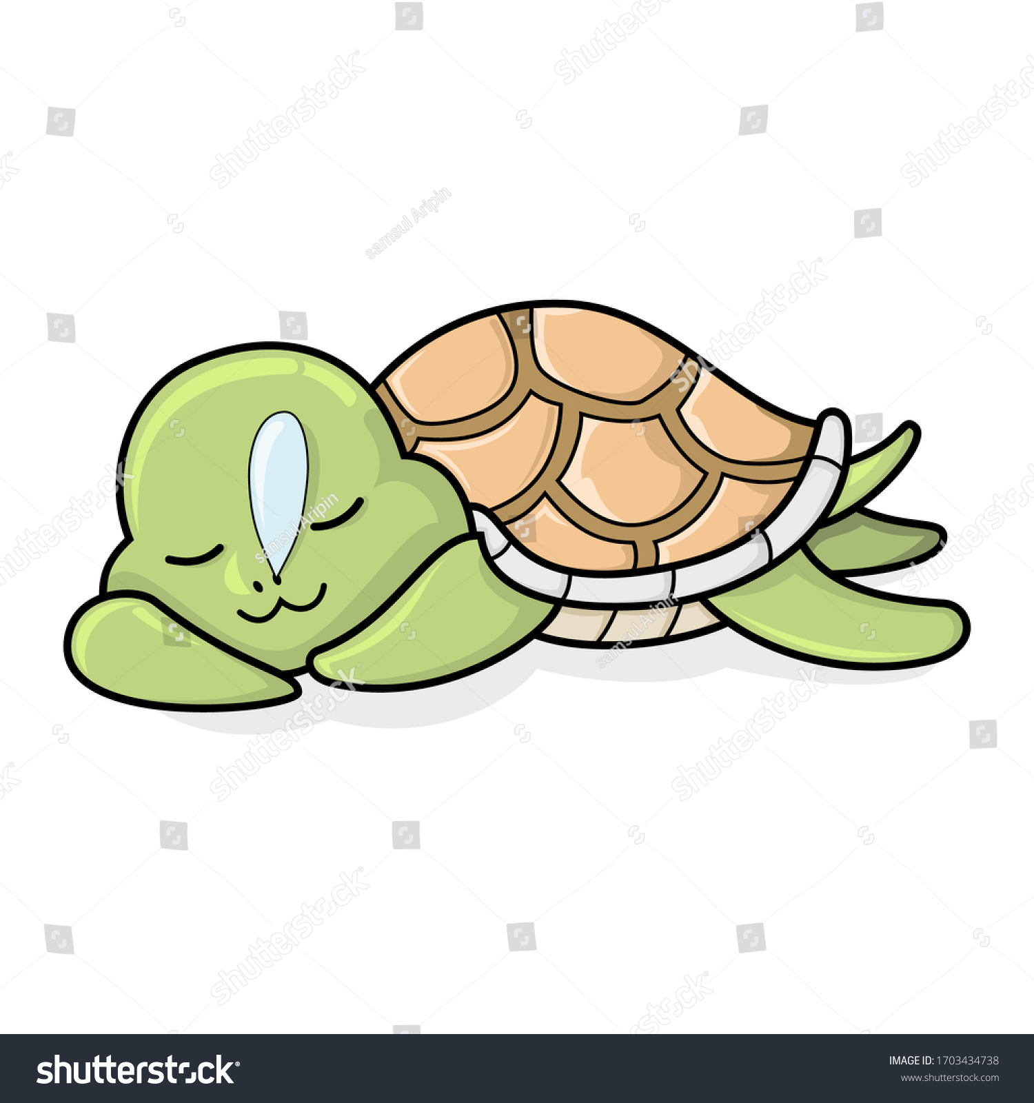 Cute Turtle Sleeping Soundly Stock Vector (Royalty Free) 1703434738