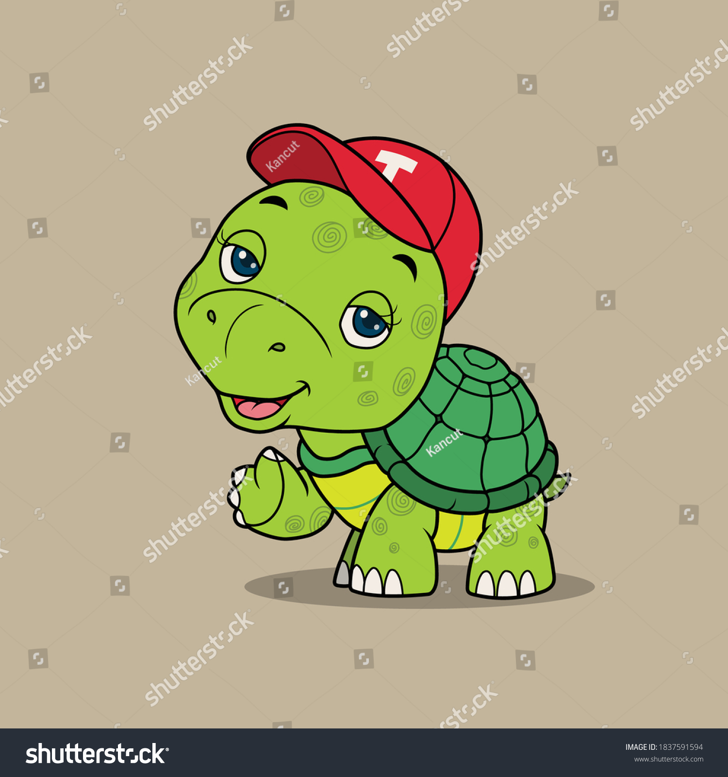 Cute Turtle Waving Hand Drawn: เวกเตอร์สต็อก (ปลอดค่าลิขสิทธิ์ ...