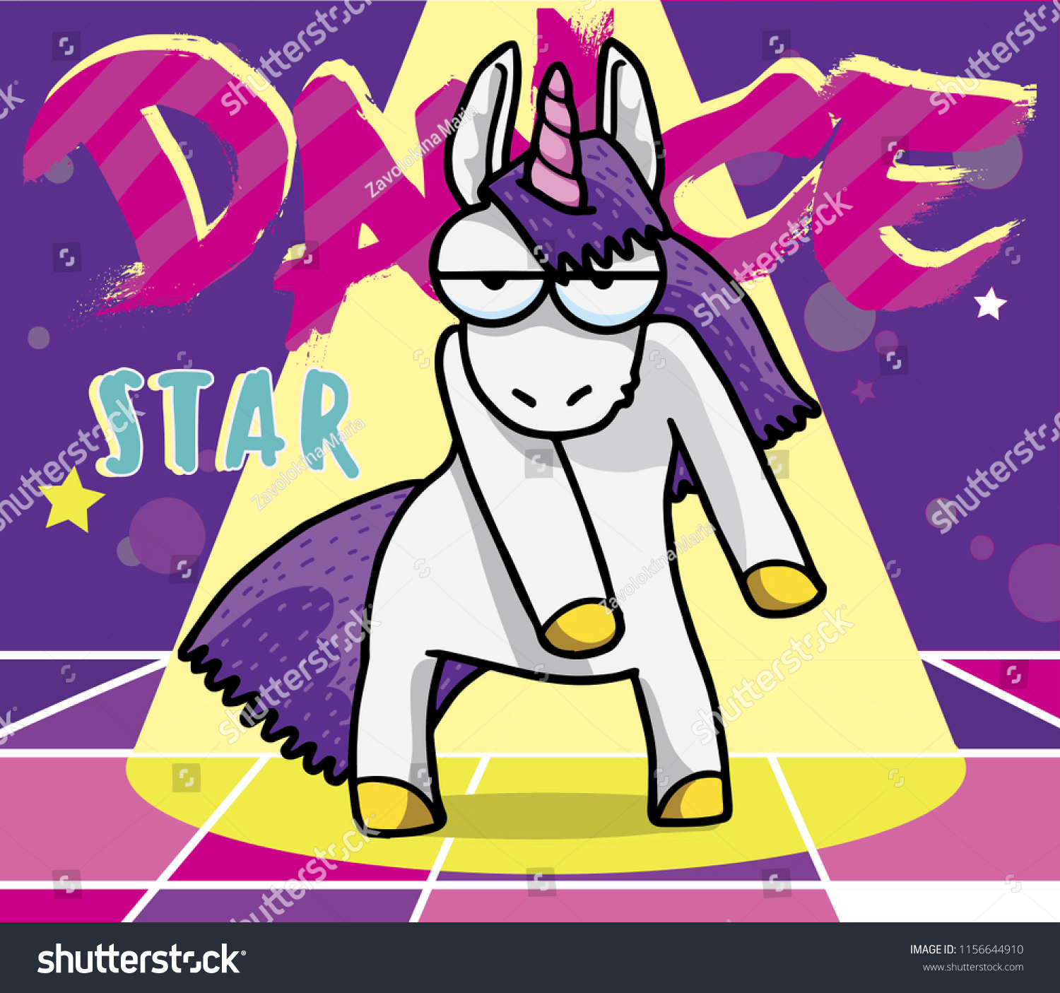 Cute Unicorn Dance Vector Illustration Stock Vector (Royalty Free ...