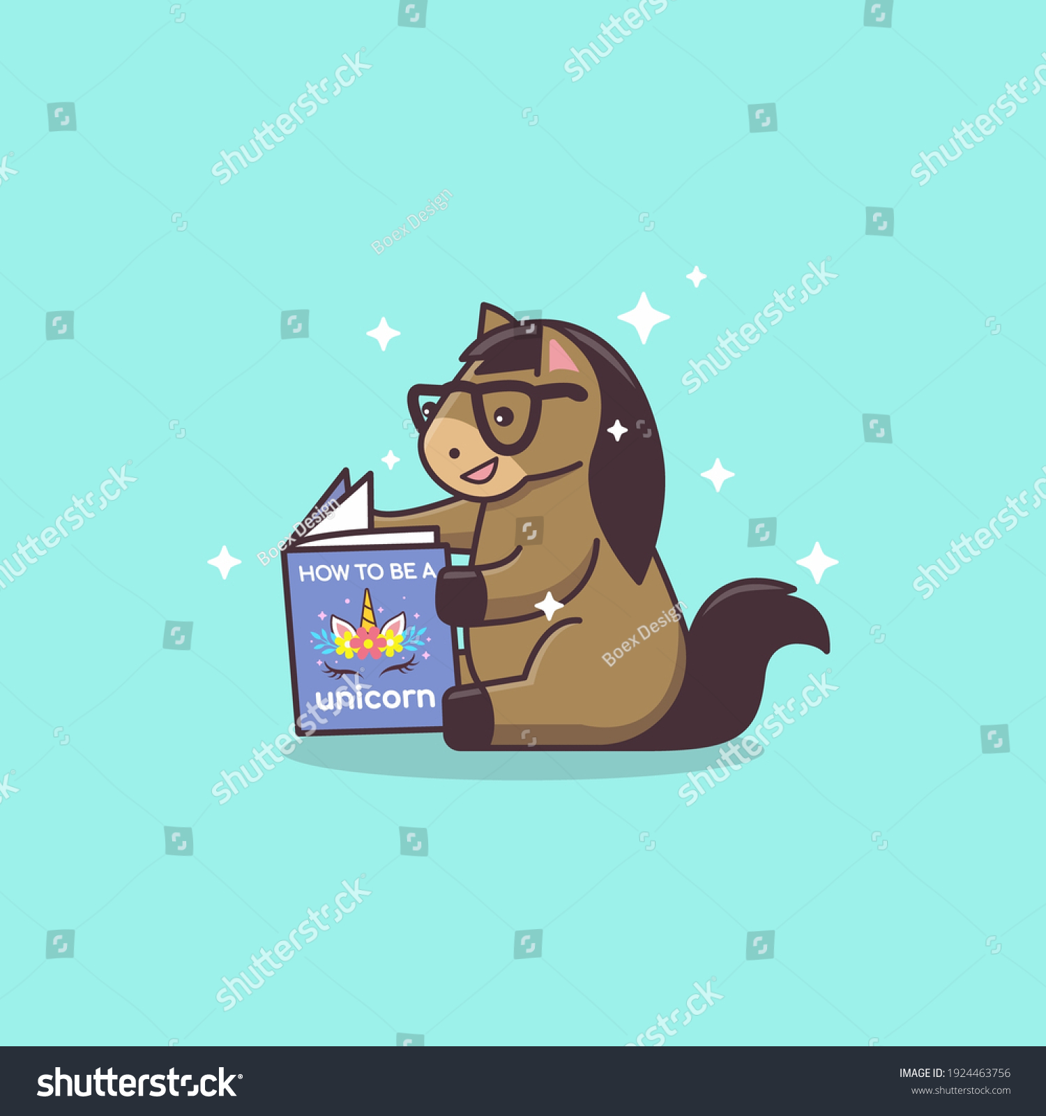 Cute Unicorn Reading Book: เวกเตอร์สต็อก (ปลอดค่าลิขสิทธิ์) 1924463756 ...