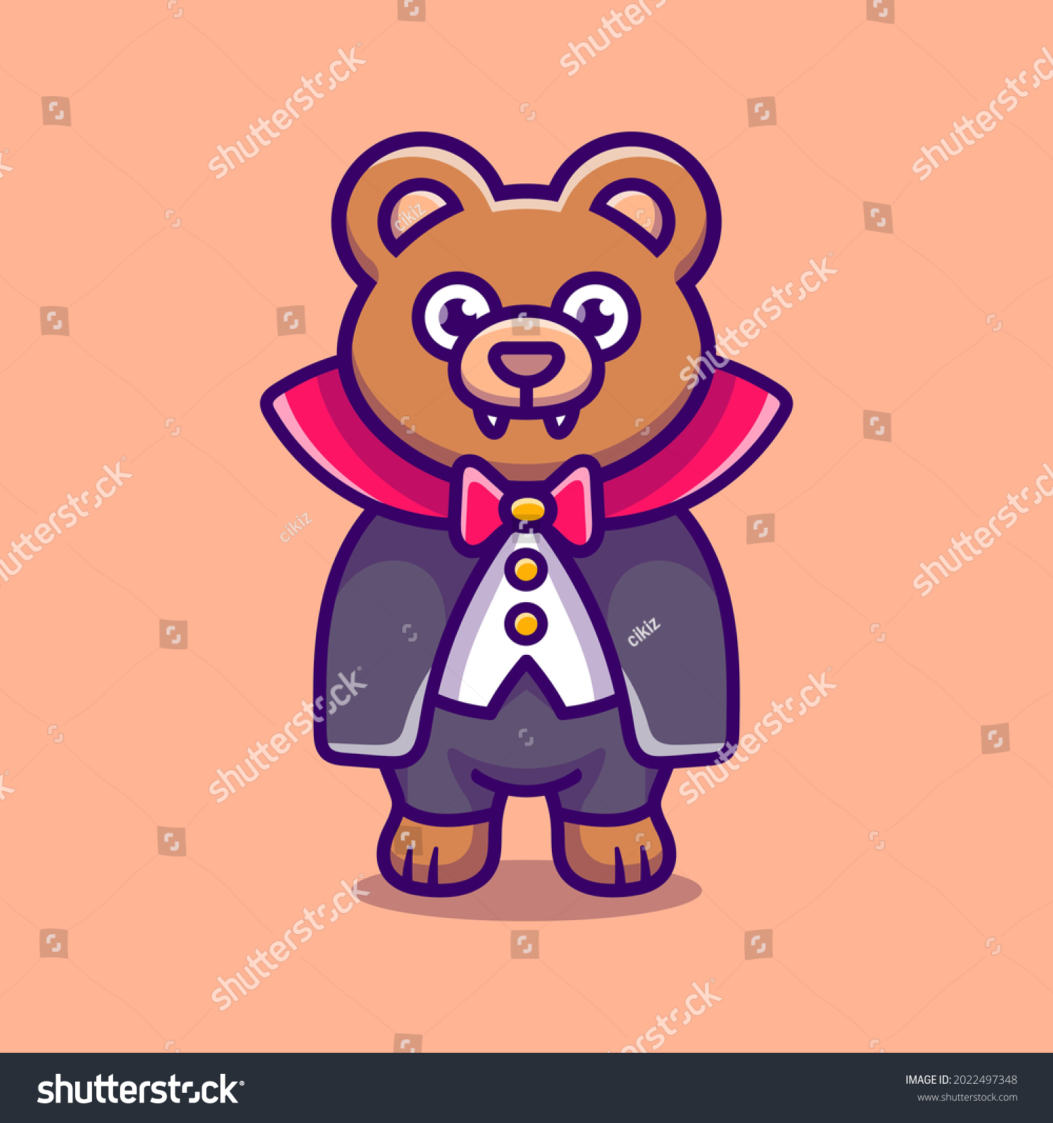 Cute Vampire Bear Cartoon Illustration Stock Vector (Royalty Free ...