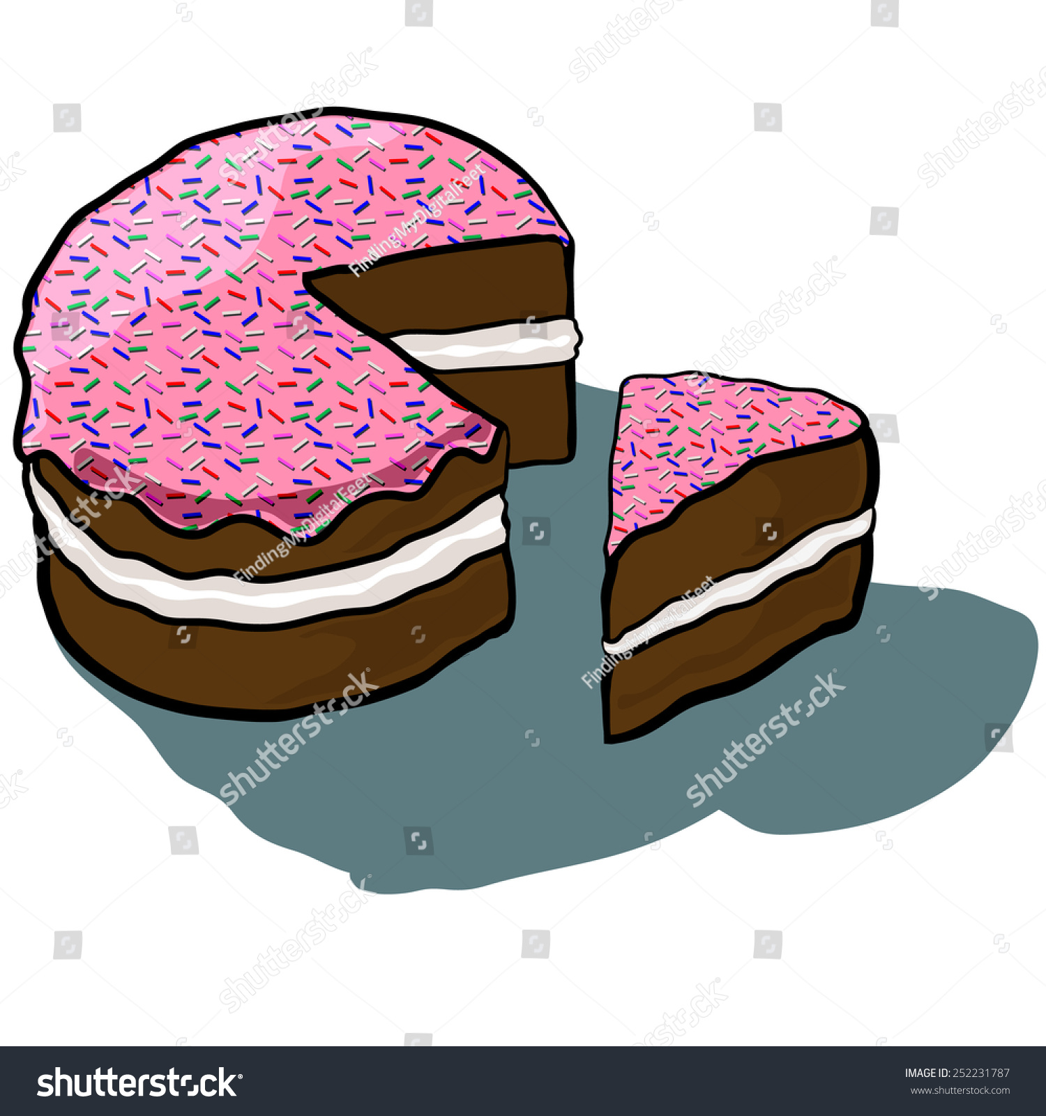 Cute Vector Cartoon Iced Cake Slice Stock Vector (Royalty Free ...