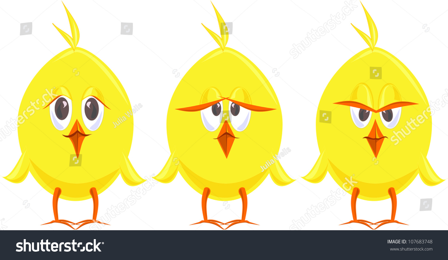 Cute Vector Chick Illustrations Various Emotions Stock Vector (Royalty ...