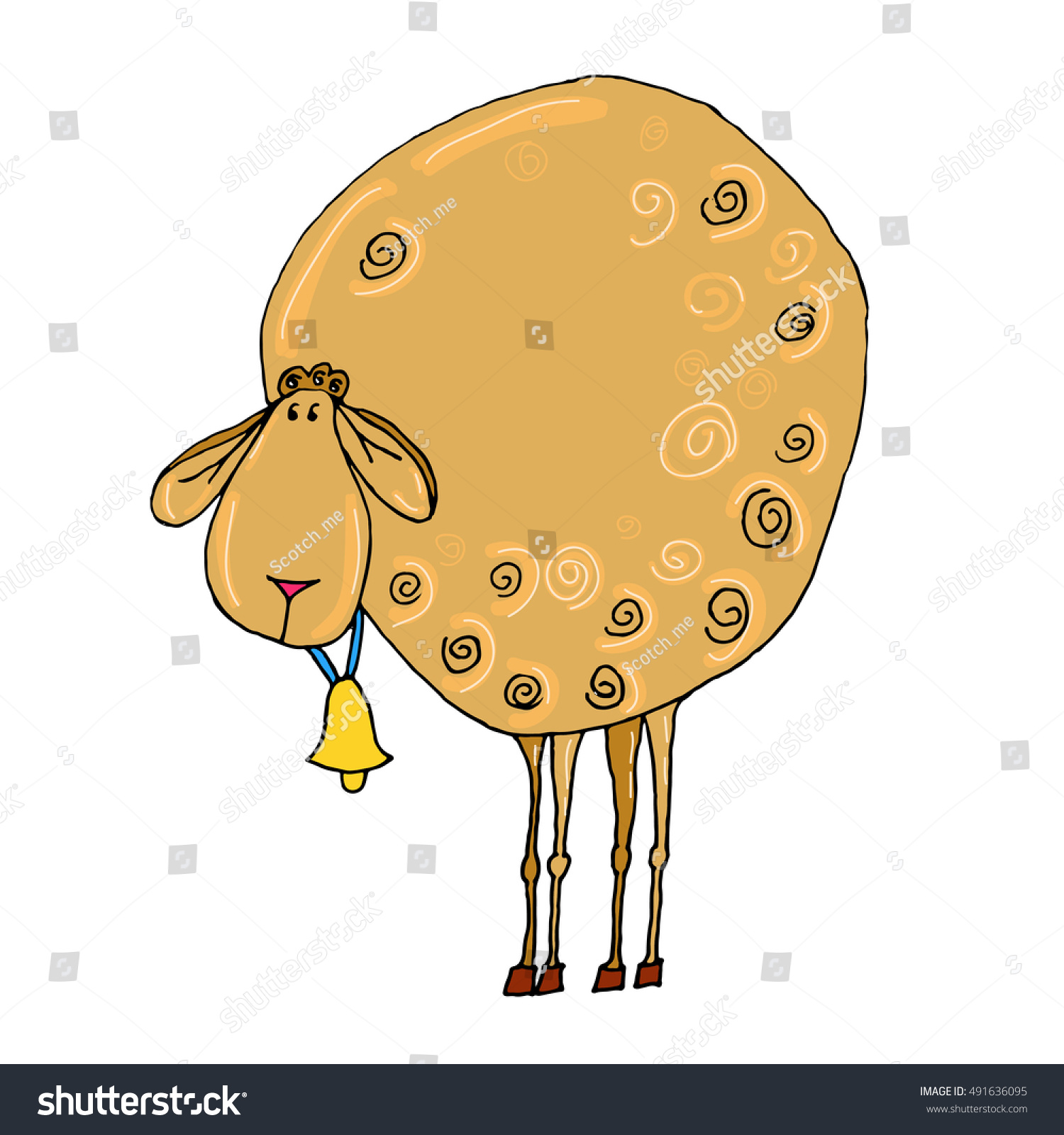 Cute Vector Colored Illustration Uncolored Sheep Stock Vector (Royalty ...