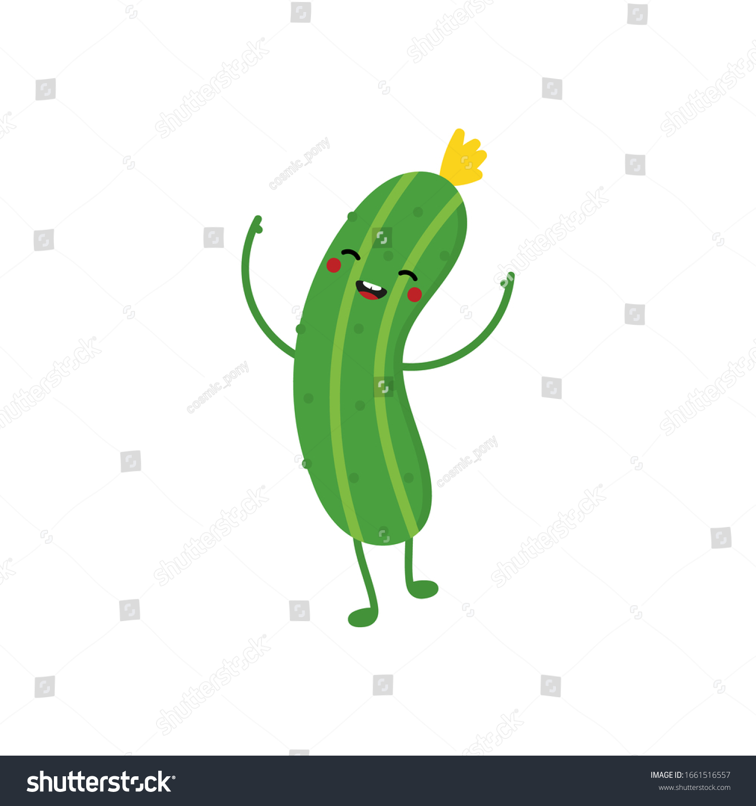 Caricatura de pepino vectorial, sonriente, bailando,: vector de stock ...