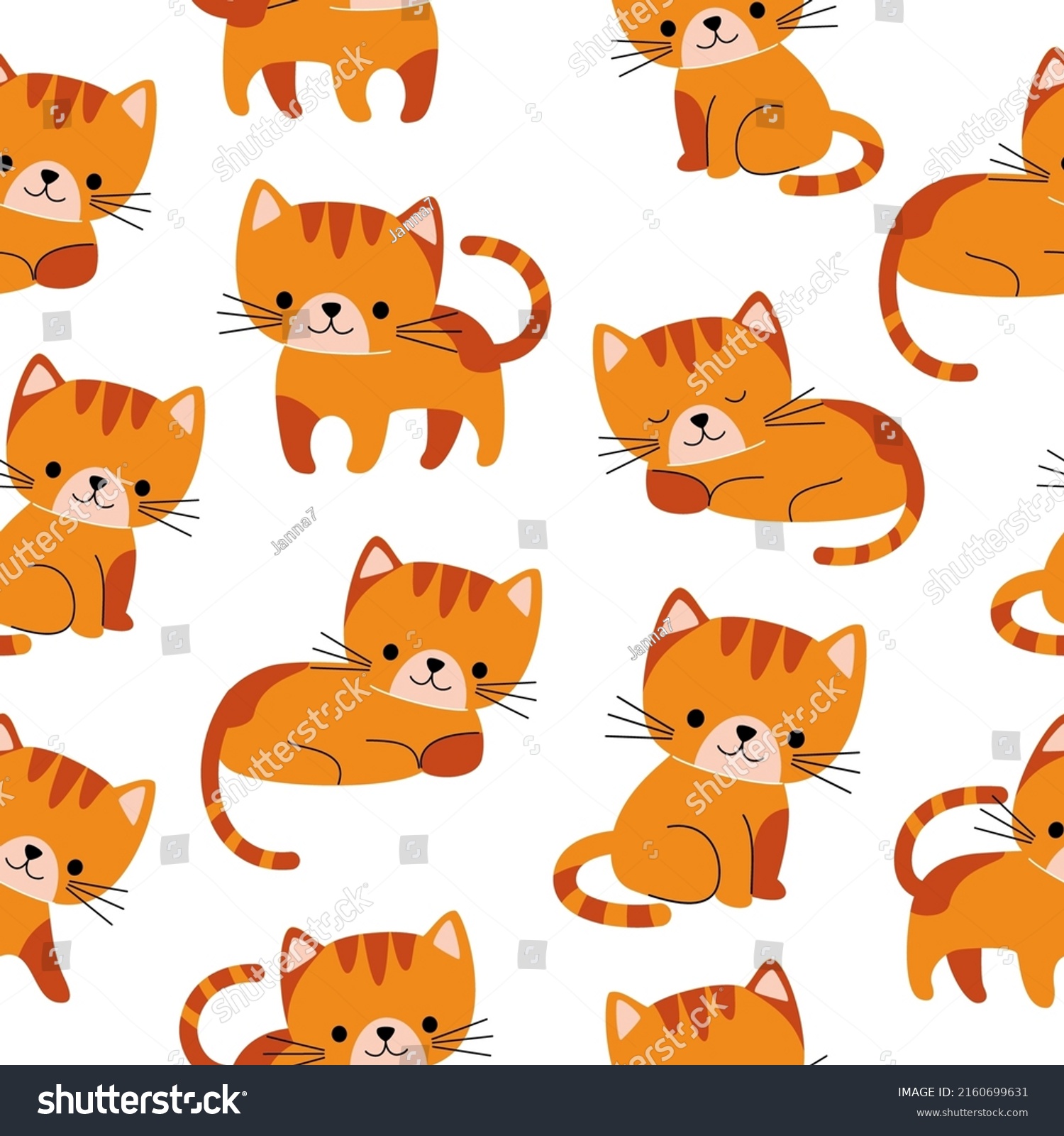 Cute Vector Seamless Pattern Difference Cats Stock Vector (Royalty Free ...