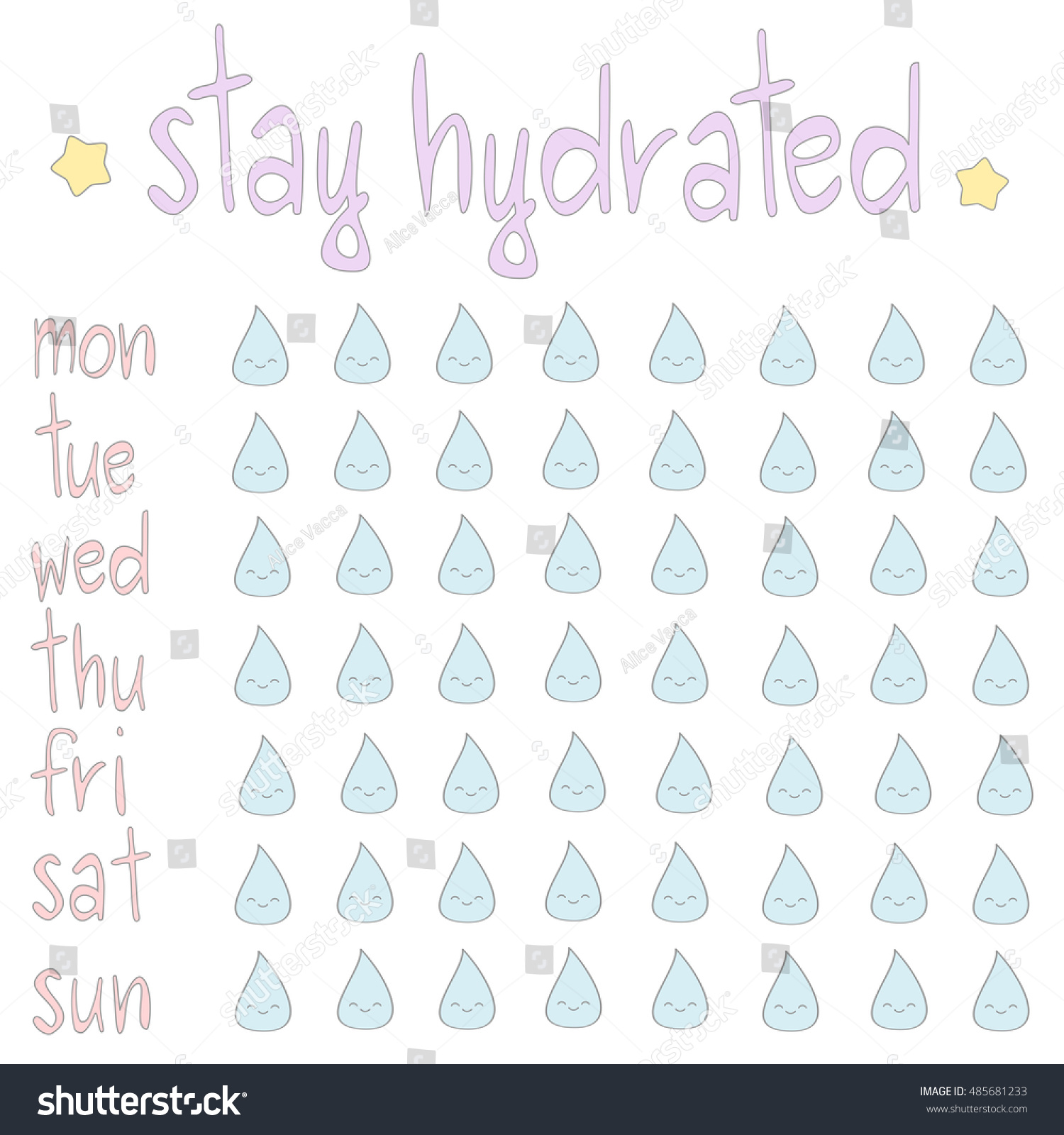 Cute Vector Stay Hydrated Printable Planner: เวกเตอร์สต็อก (ปลอดค่า ...