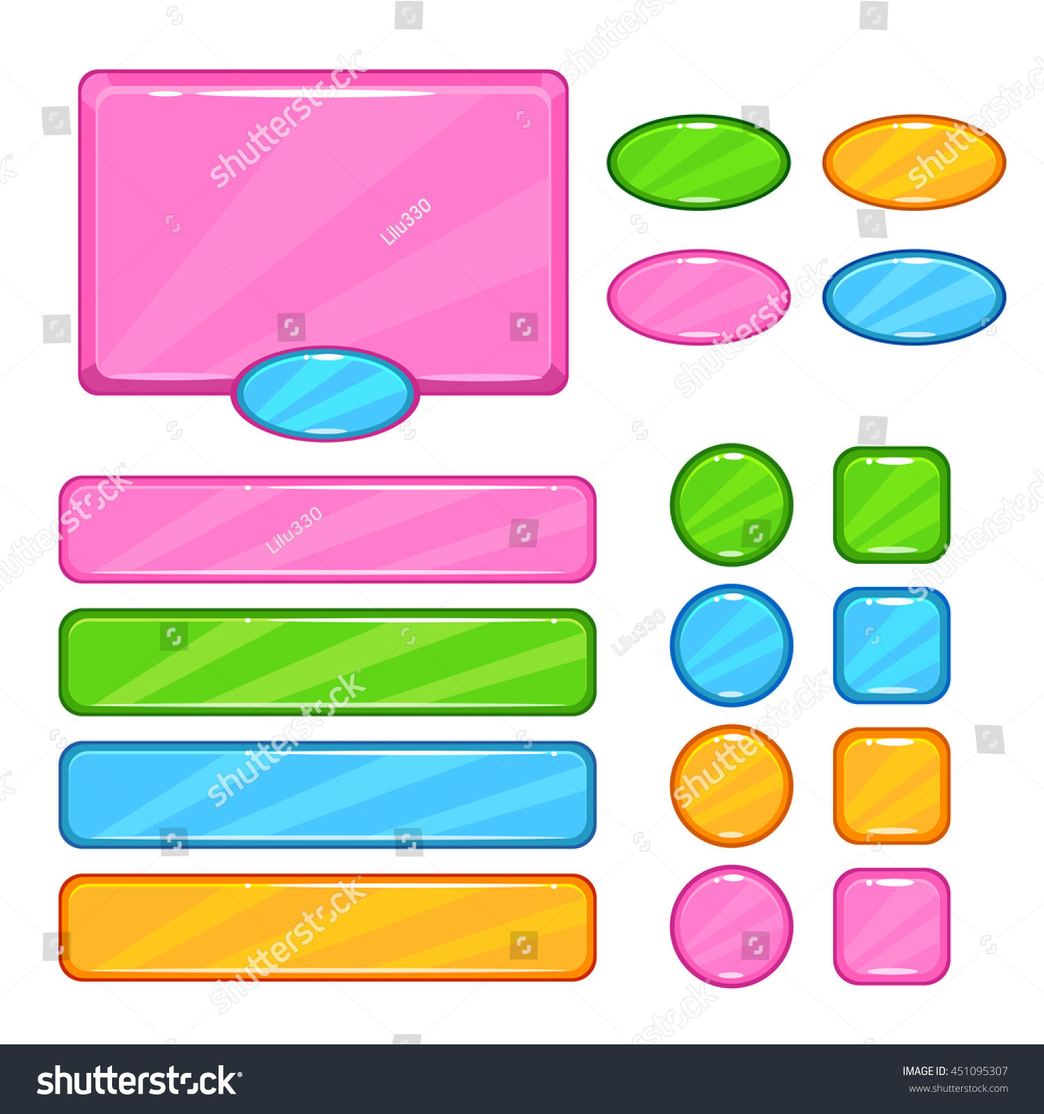 Vektor Stok Cute Vector User Interface Assets Set (Tanpa Royalti ...