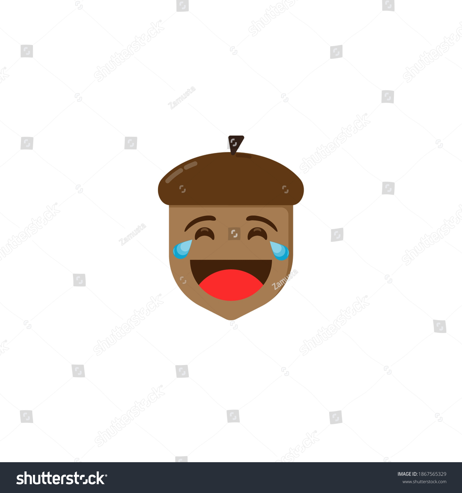 Cute Walnut Seed Emoticon Vector Stock Vector (Royalty Free) 1867565329