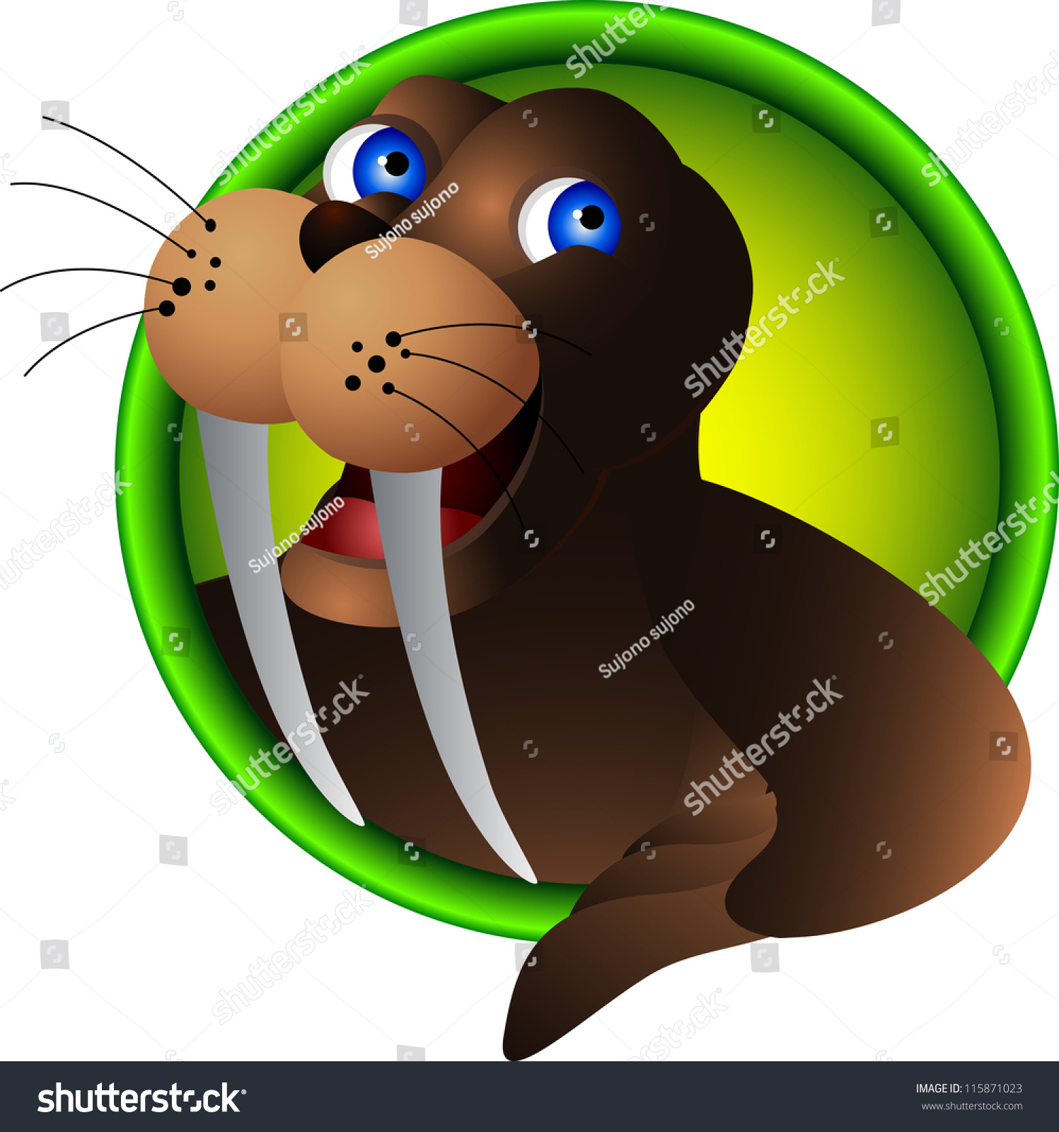 Cute Walrus Head Cartoon Stock Vector (Royalty Free) 115871023