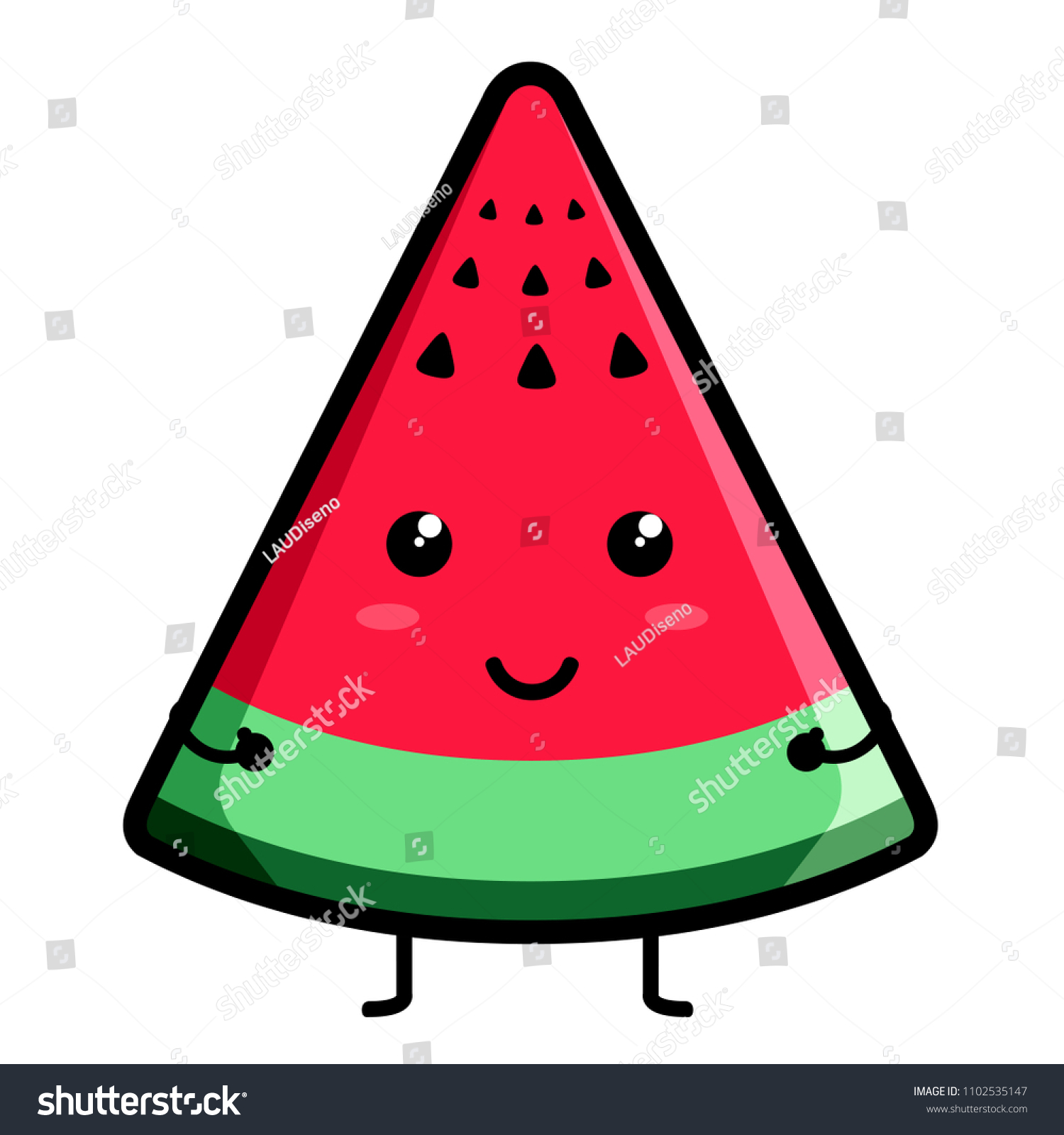 Cute Watermelon Emoticon Stock Vector (Royalty Free) 1102535147 ...