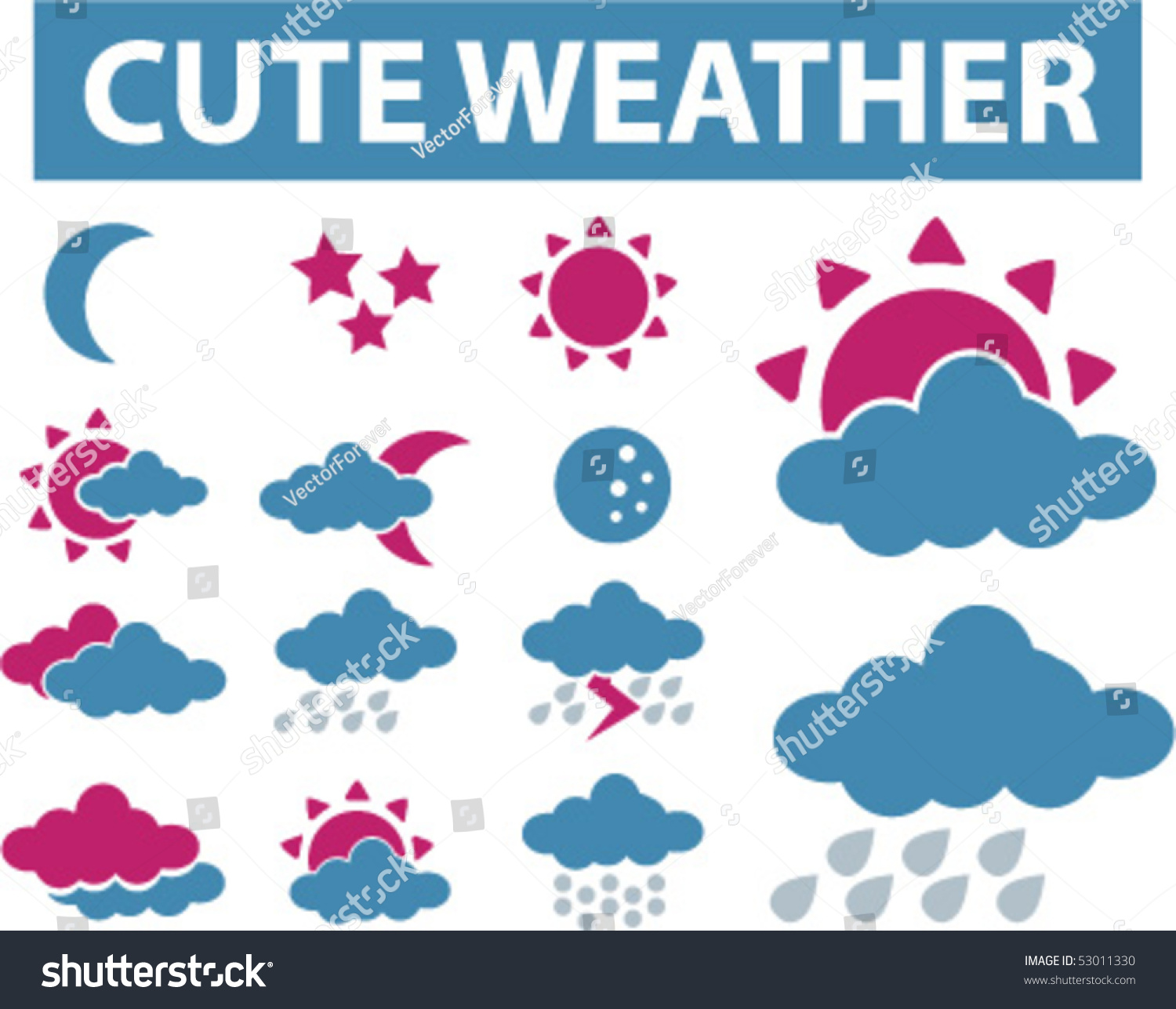Cute Weather Signs Vector Stock Vector (Royalty Free) 53011330