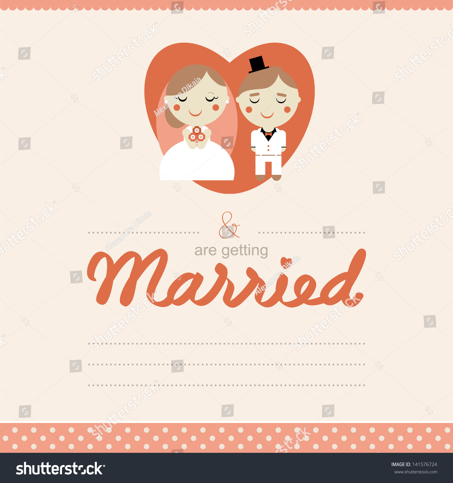 Cute Wedding Card Stock Vector (Royalty Free) 141576724 | Shutterstock