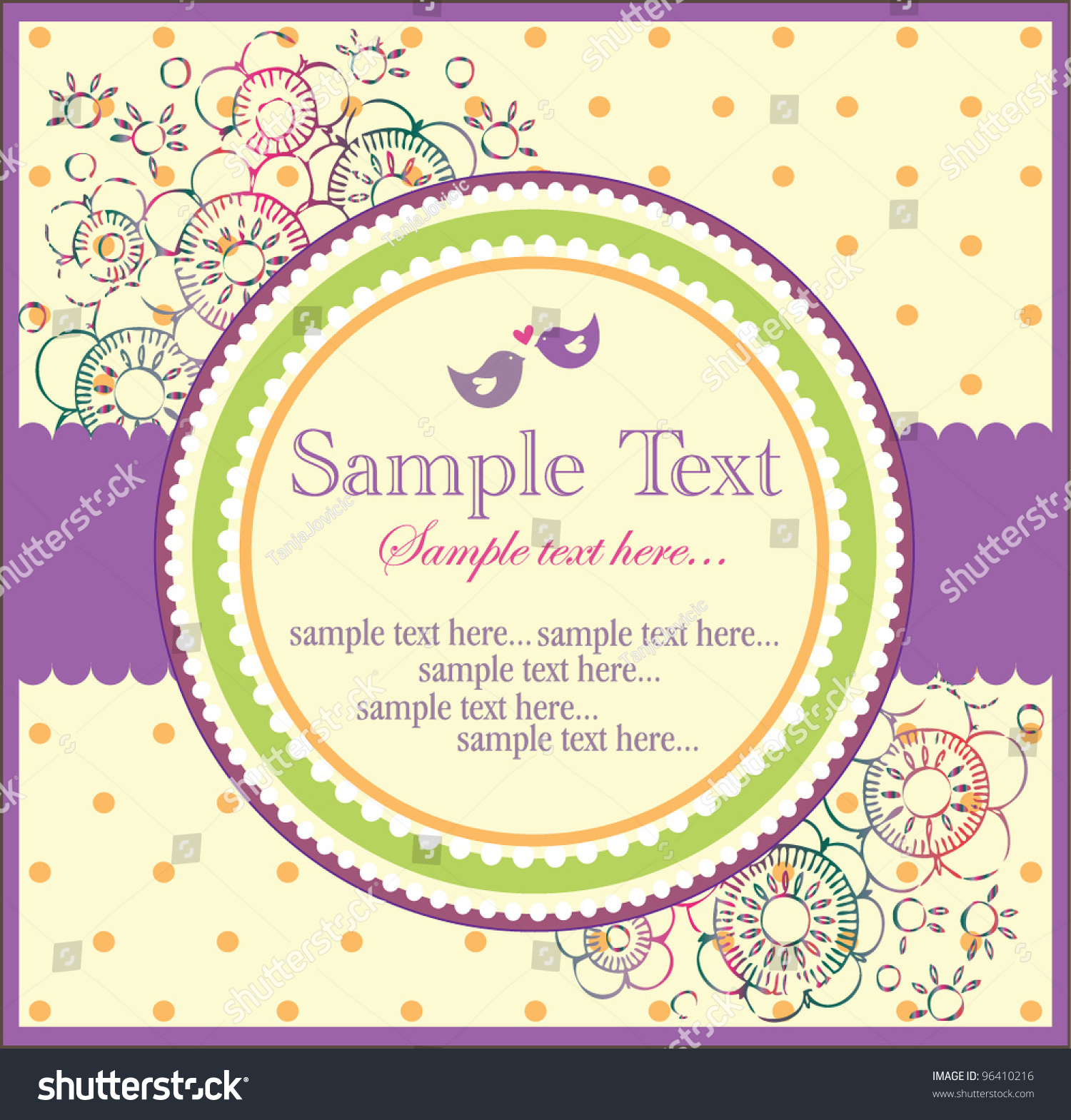 Cute Wedding Invitation Card Stock Vector (Royalty Free) 96410216 ...