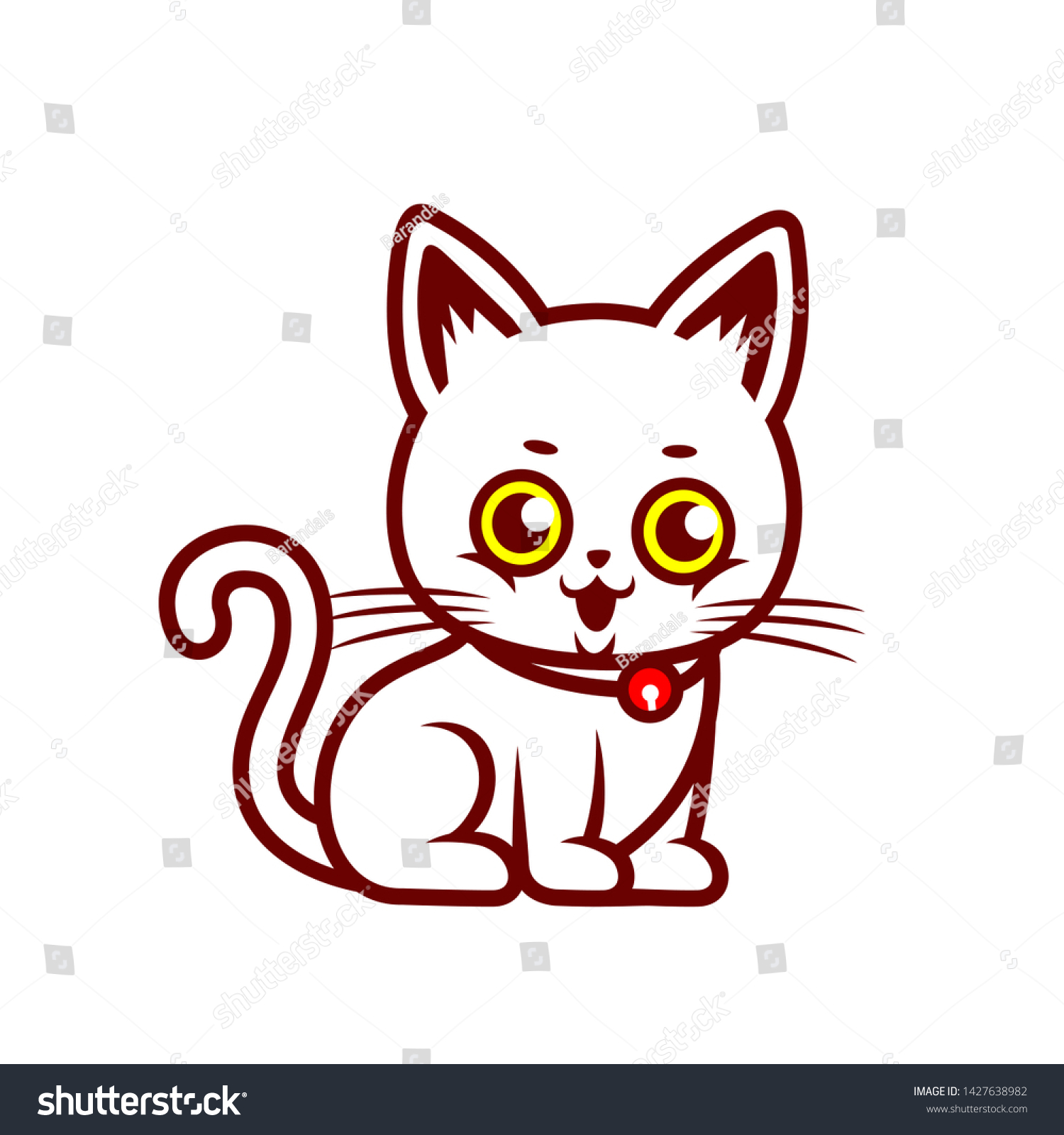 Cute White Cat Smiling Vector Illustration Stock Vector (Royalty Free ...