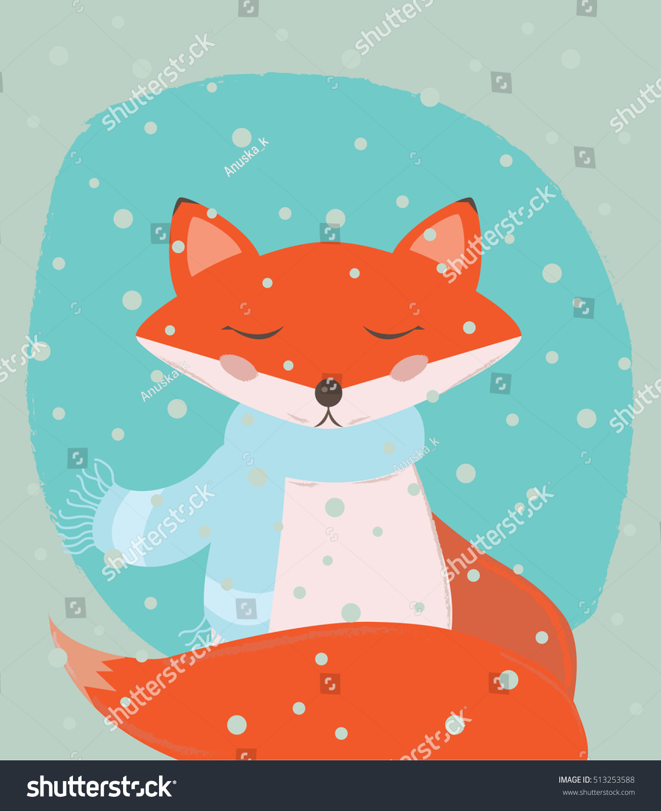 Cute Winter Fox Vector Winter Holiday Illustration Stock Vector 513253588 Shutterstock